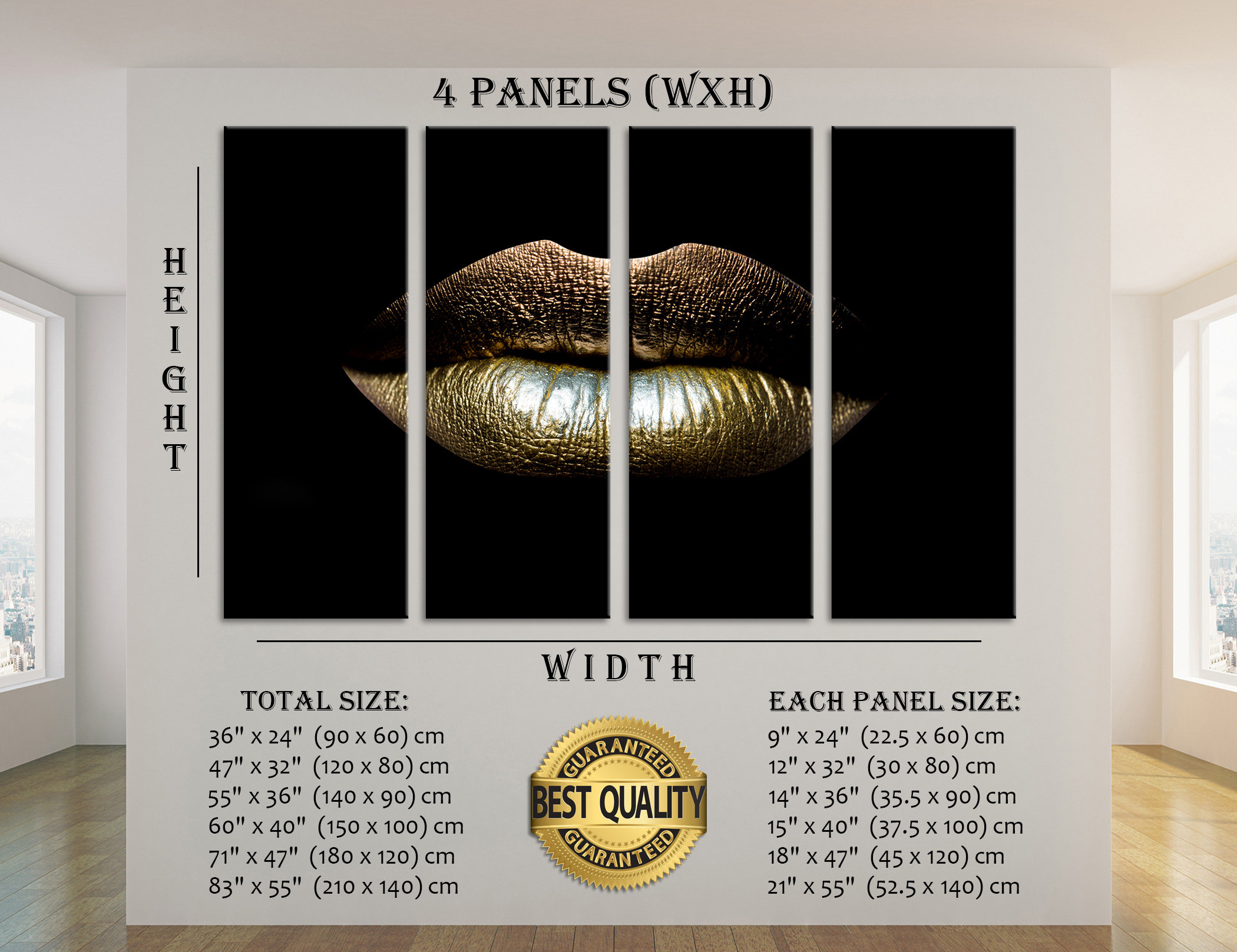 Black Background Golden Lips Canvas Lips Photo Lips Artwork | Etsy