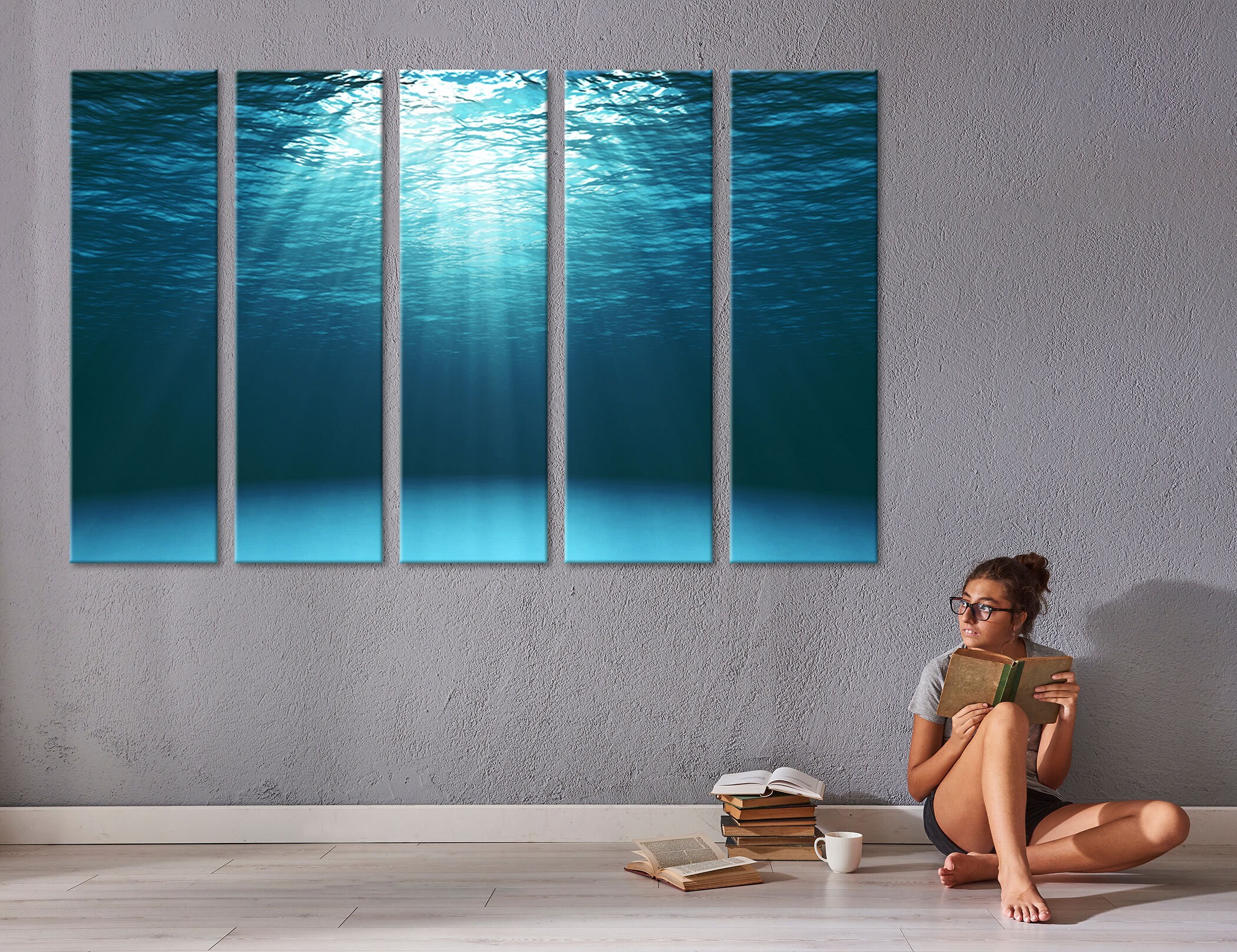 Sun Rays Under Water Canvas Set Underwater Canvas Print Underwater Wall ...
