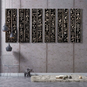 Ancient Panoramic Egyptian Hieroglyphs Canvas Print Set - Huge Piece of ...