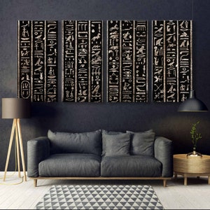 Ancient Panoramic Egyptian Hieroglyphs Canvas Print Set - Huge Piece of ...