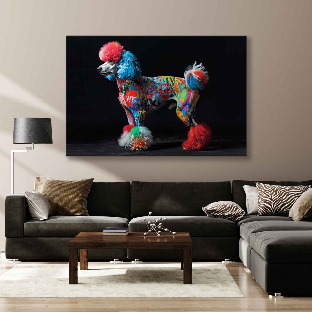 Poodle Painted With Rainbow Colors - Cool Canvas Print Gift for Dog and ...