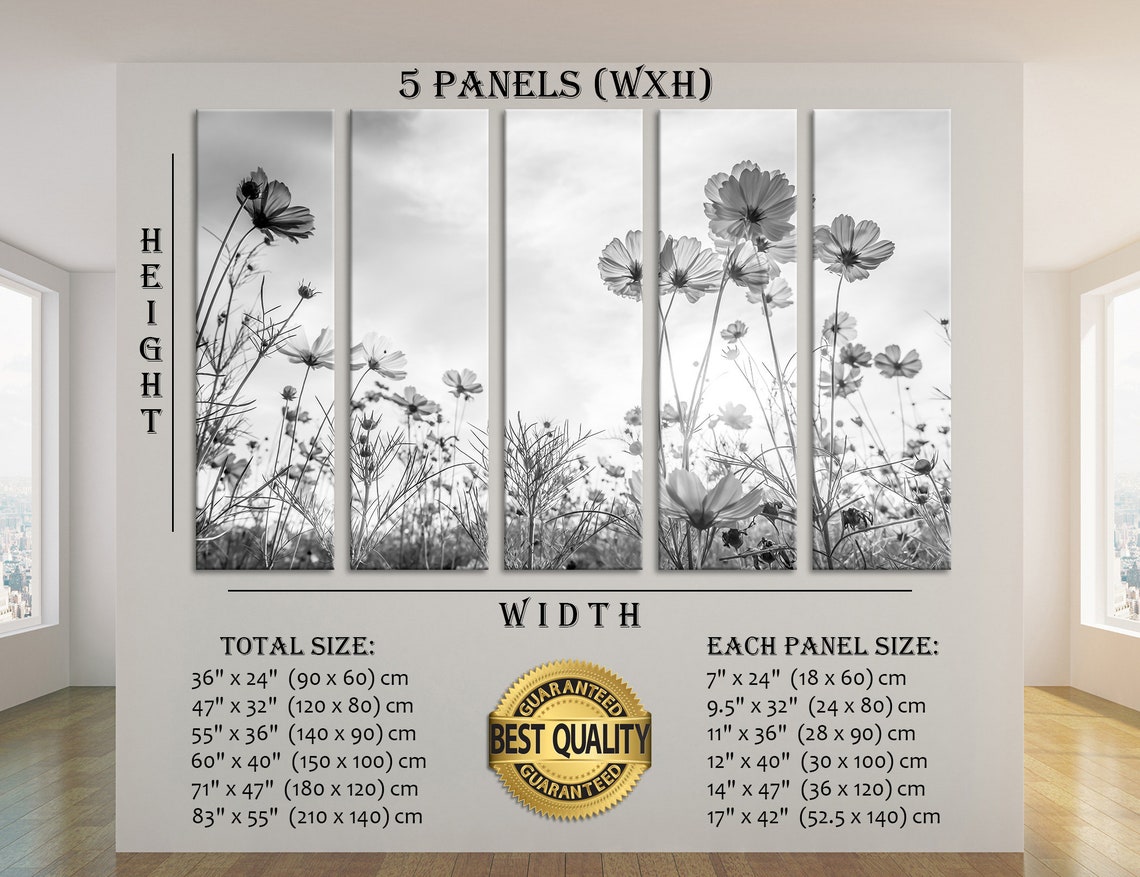 Black and White Flowers Wall Art Black and White Wall Decor | Etsy