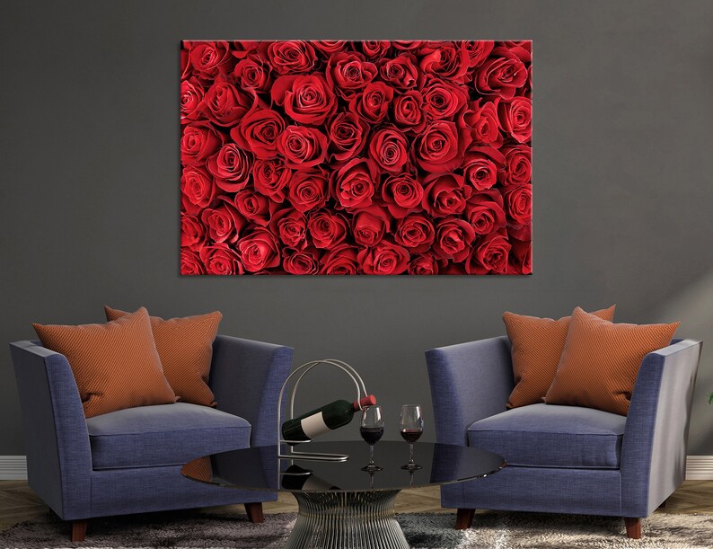 Red Roses Pattern Canvas Red Roses Canvas Red Roses Print Red | Etsy
