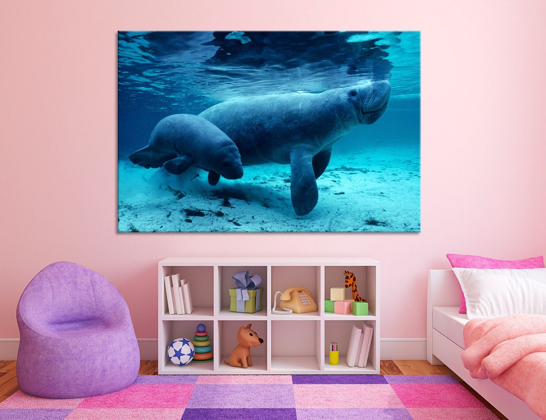 Manatee and Baby Pictures Manatee Print Manatee Poster Manatee Wall ...