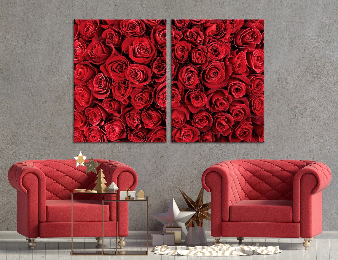 Red Roses Pattern Canvas Red Roses Canvas Red Roses Print Red | Etsy