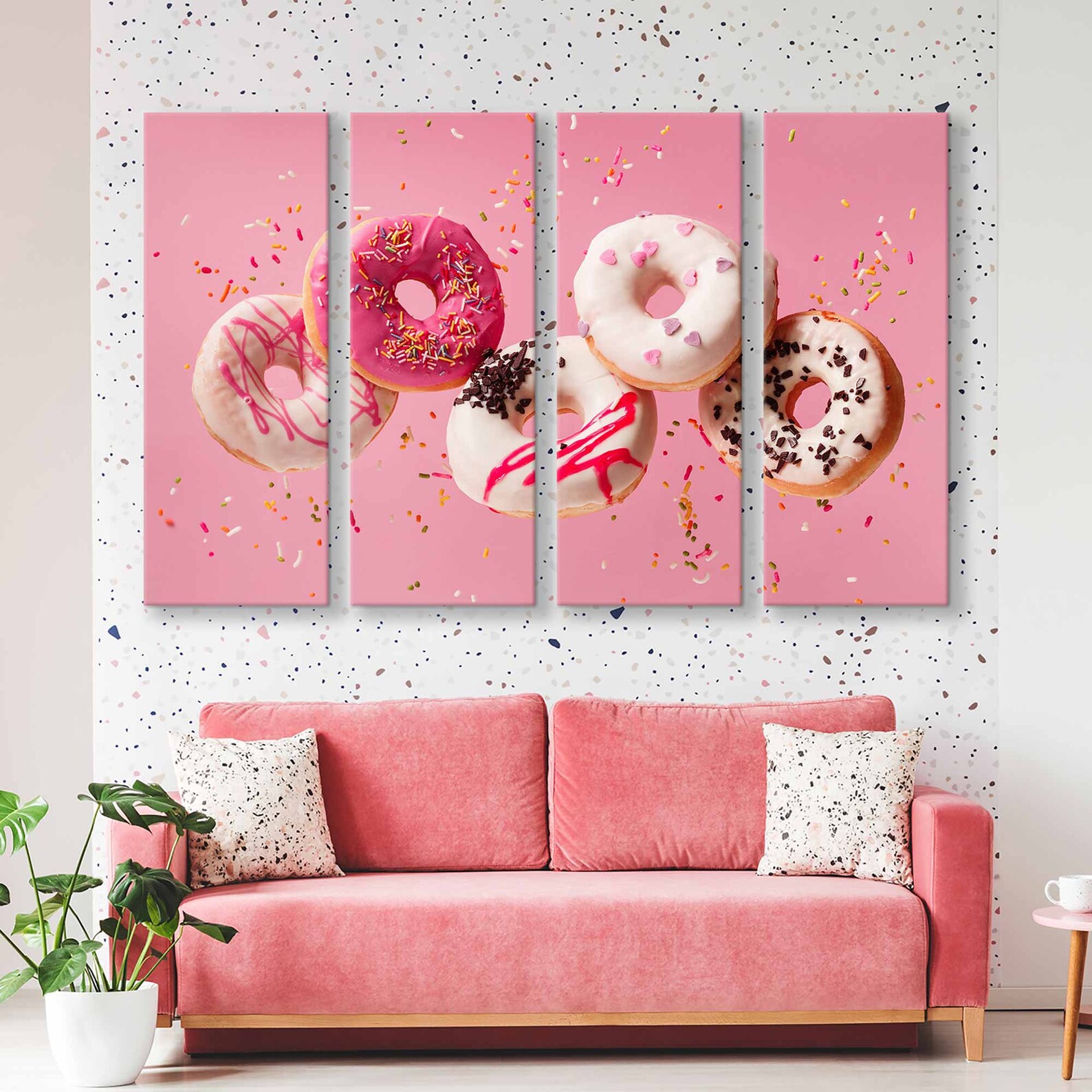 Deliciously Sweet Doughnuts Canvas Print - Vibrant Pink Treats Adorn ...