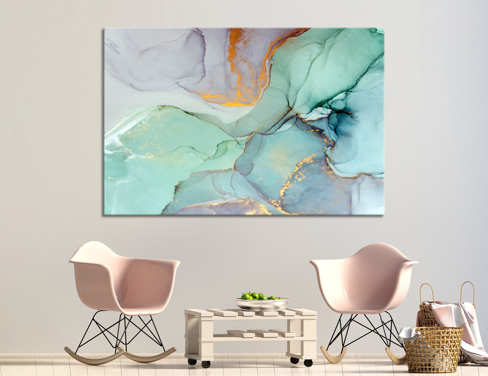 Blue Marble Wall Art Tender Blue Wall Decor Abstract Canvas - Etsy