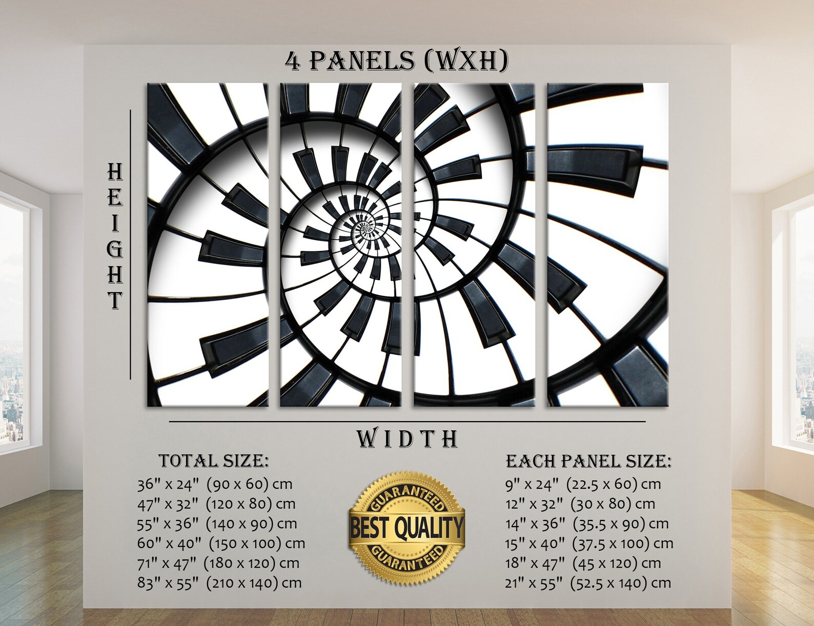 Abstract Piano Keyboard Art Contemporary Black & White Wall - Etsy