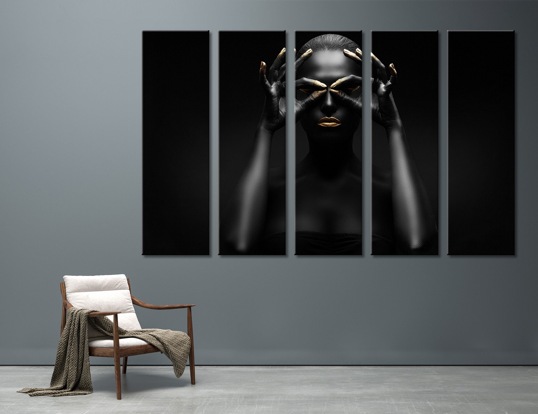 Beautiful Dark Skinned Woman Wall Art Dark Canvas Dark Print | Etsy