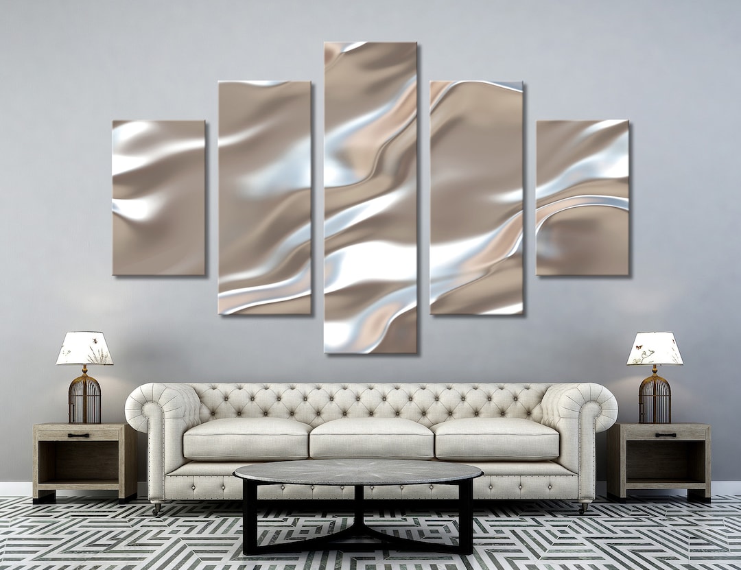 Ethereal Waves an Enchanting Silver Canvas Print for Contemporary Large ...