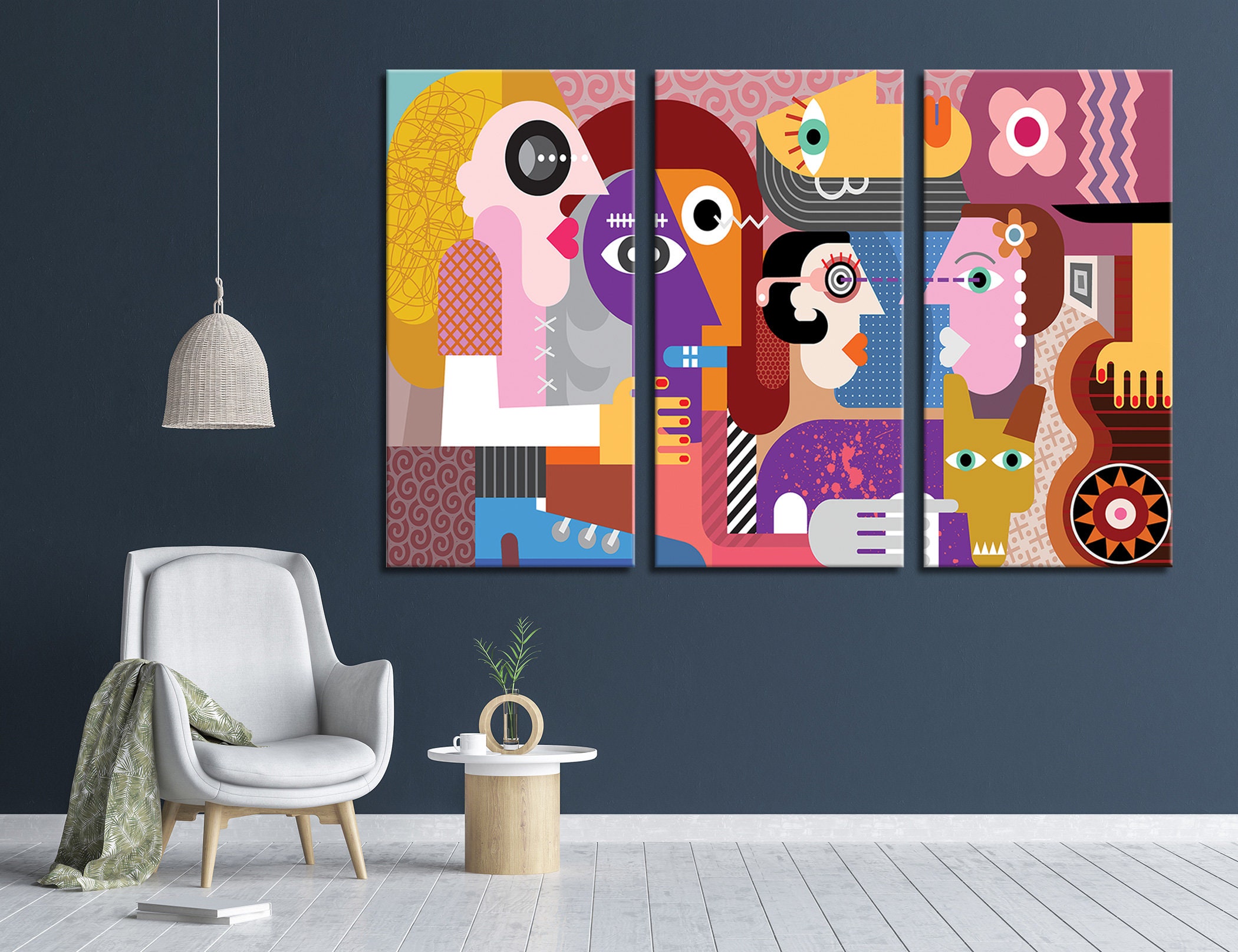 Contemporary Abstract Geometric Wall Art Extra Large Modern - Etsy