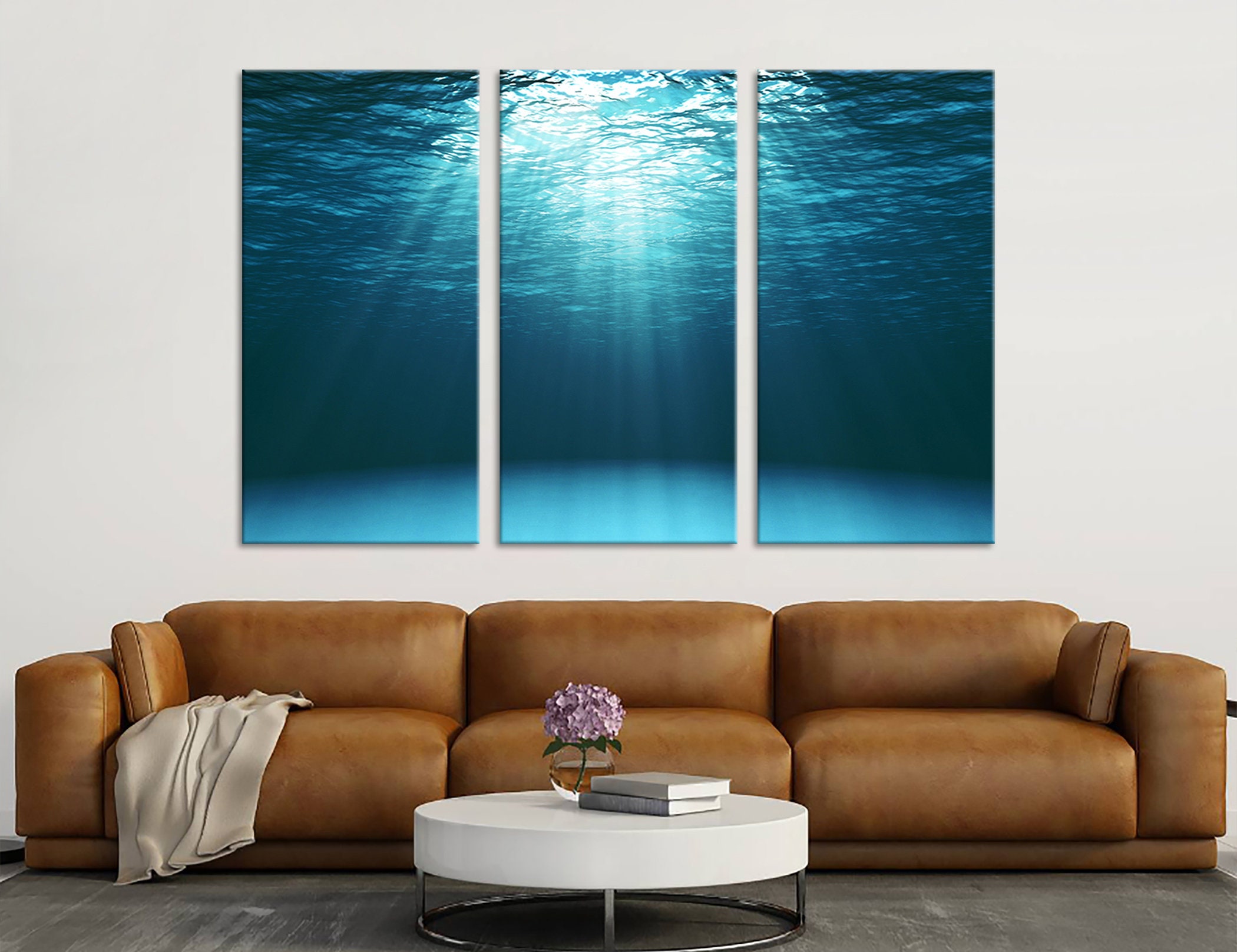 Sun Rays Under Water Canvas Set Underwater Canvas Print Underwater Wall ...