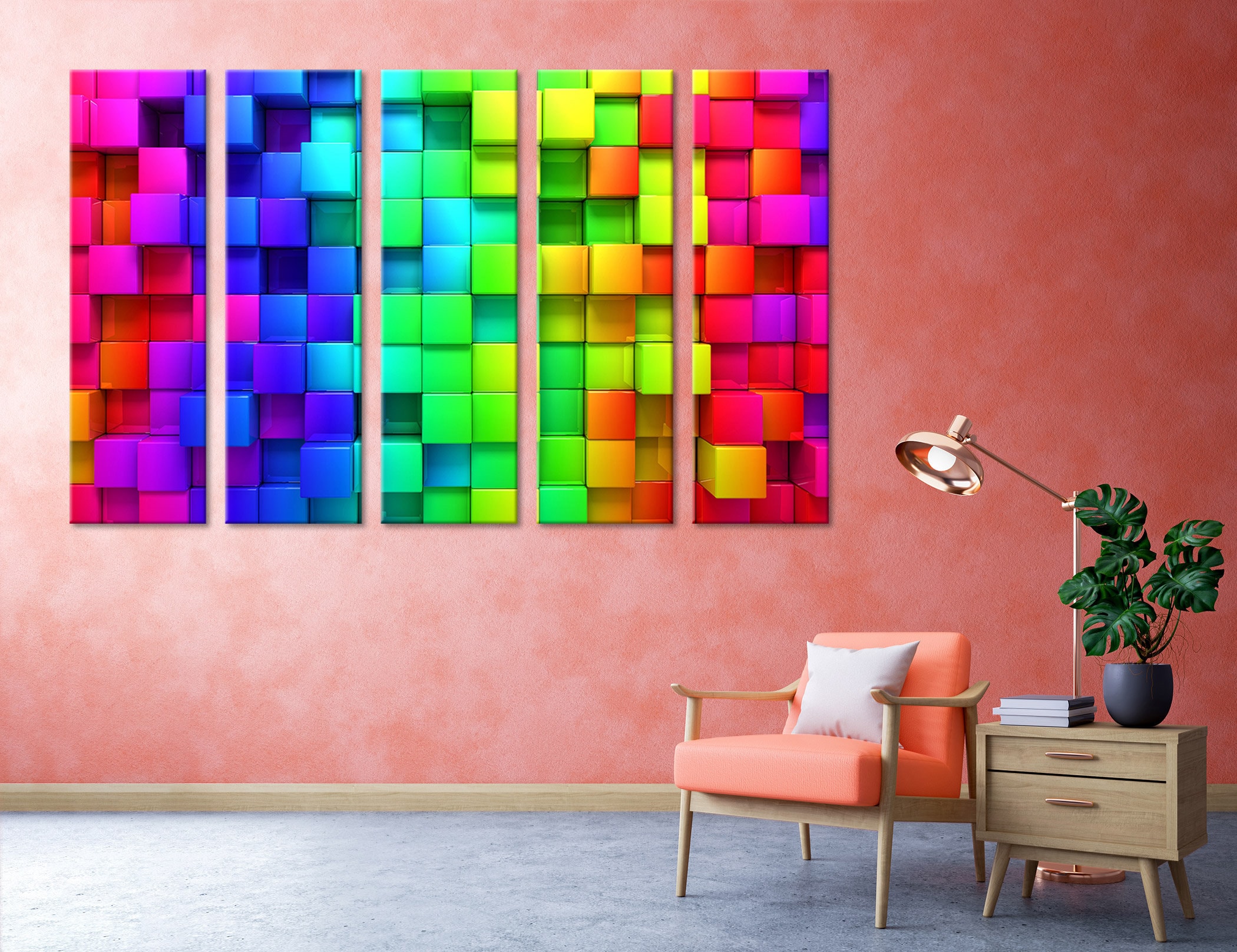Multicolor Bright Wall Decor 3D Effect Wall Decor 3D Wall Art | Etsy