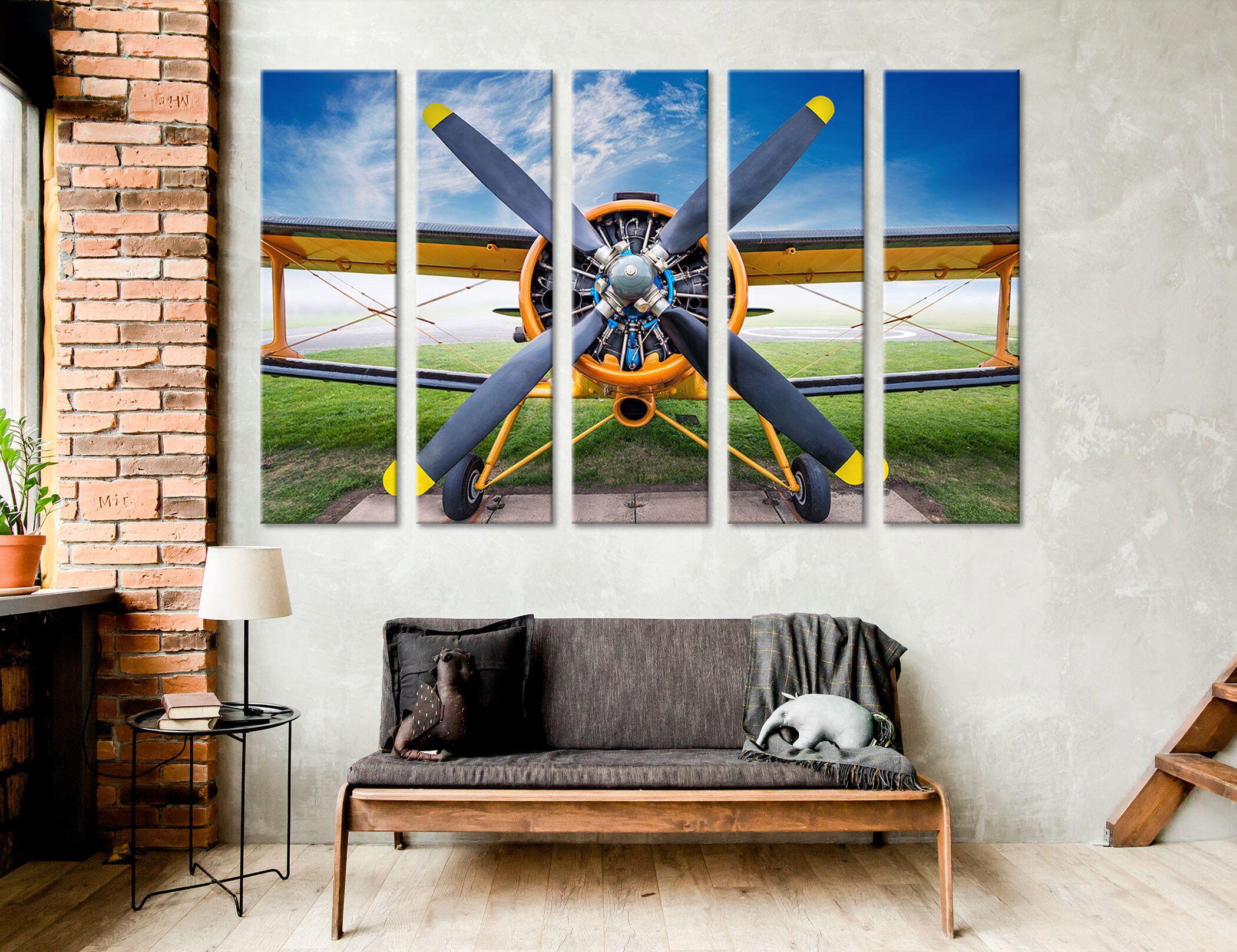 Front View of an Historic Biplane Wall Art Biplane Artwork Aircraft ...