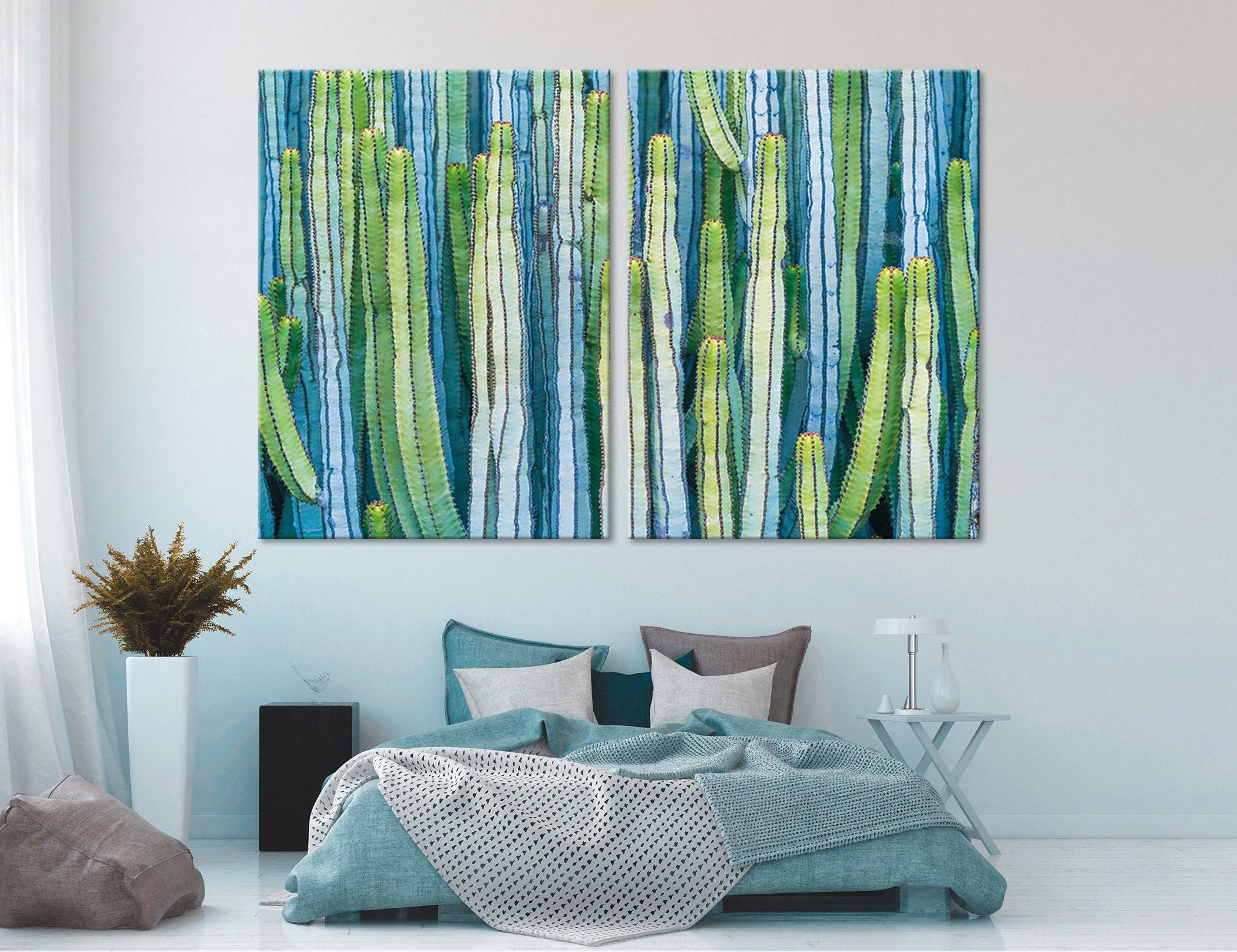 Cactus Large Canvas Print Cactus Wall Art Original Wall Art | Etsy