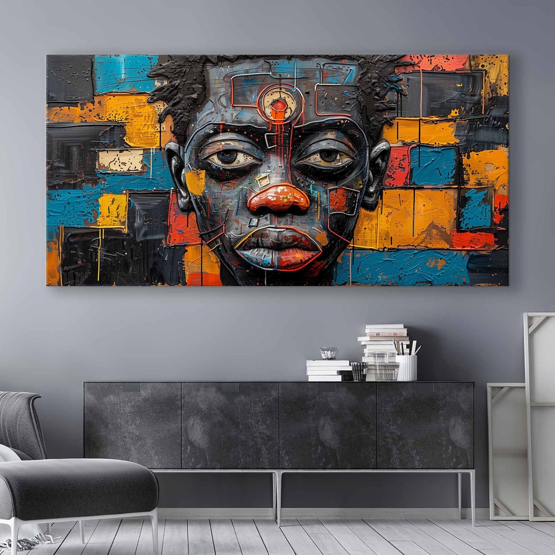 Abstract Expressionist Canvas Painting - Jean-michel Basquiat Inspired ...