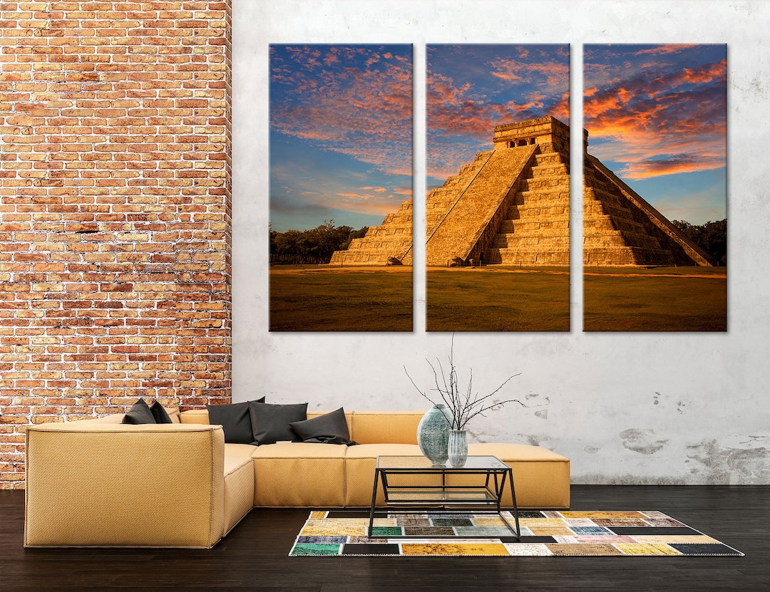 Mayan Pyramid Wall Art, Yucatan Mexico Wall Decor, Ancient Architecture ...