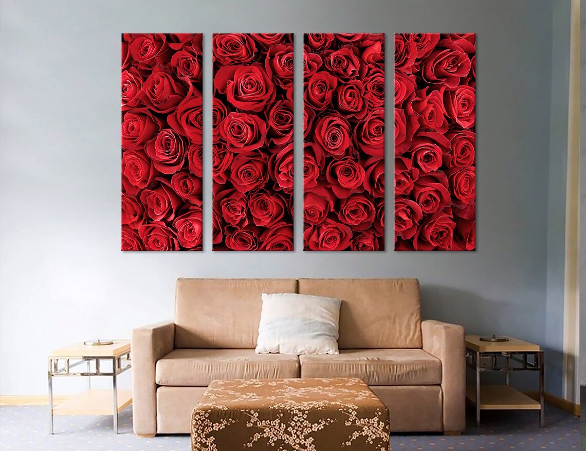 Red Roses Pattern Canvas Red Roses Canvas Red Roses Print Red | Etsy