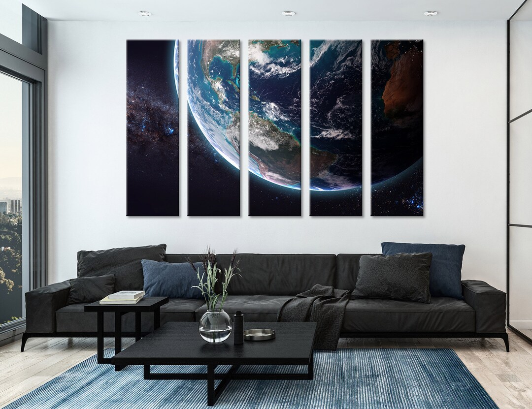 The Earth From Space Art Earth Canvas Earth Print Astronomy Artwork ...