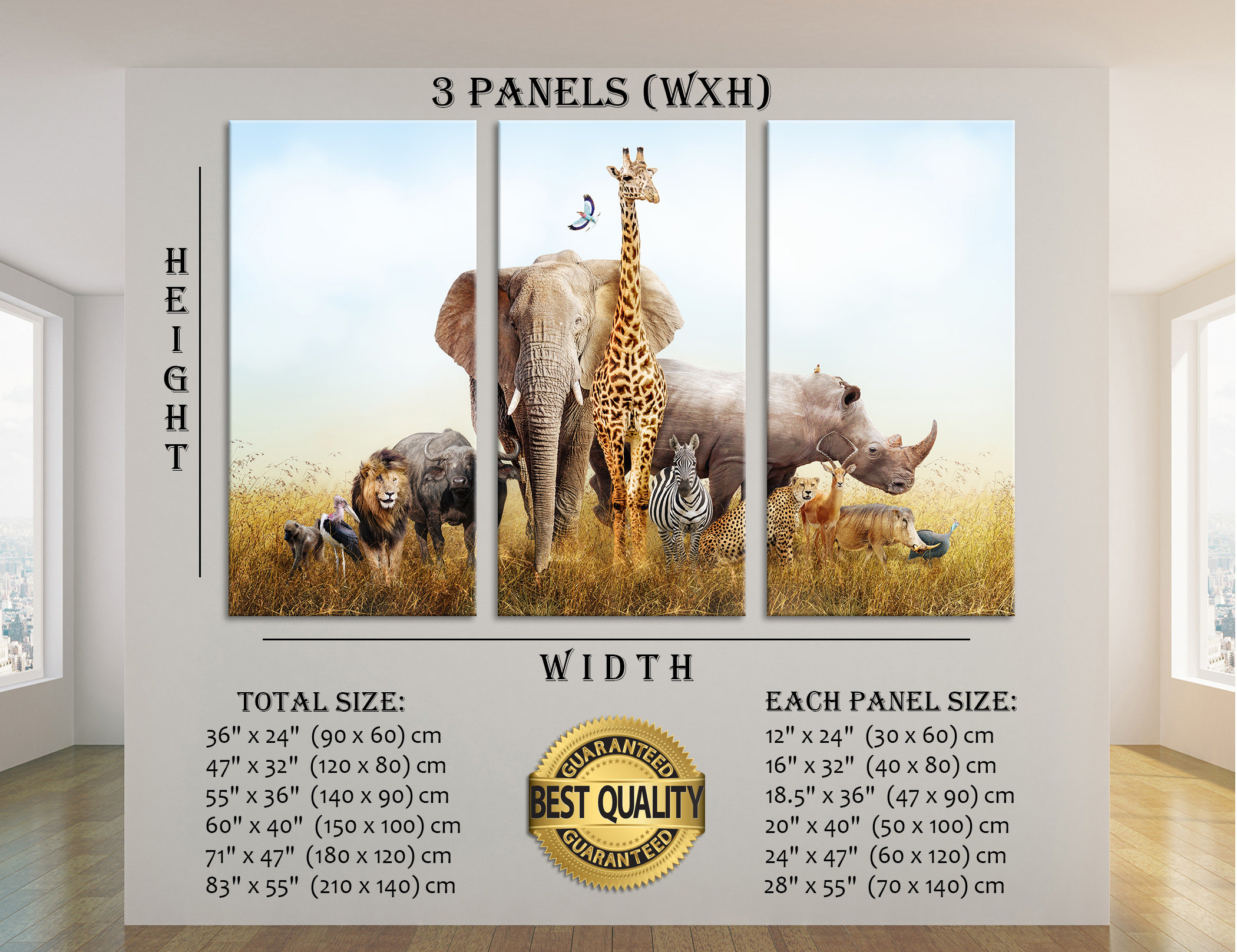 Wild African Animals Large Canvas Print Animals Wall Art - Etsy