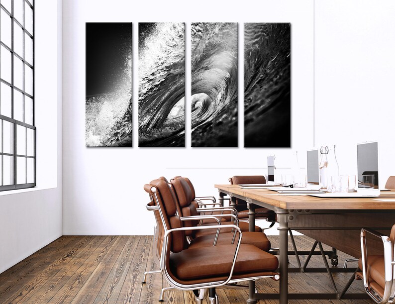 Wave Black and White Black and White Wall Art Waves Art Waves | Etsy