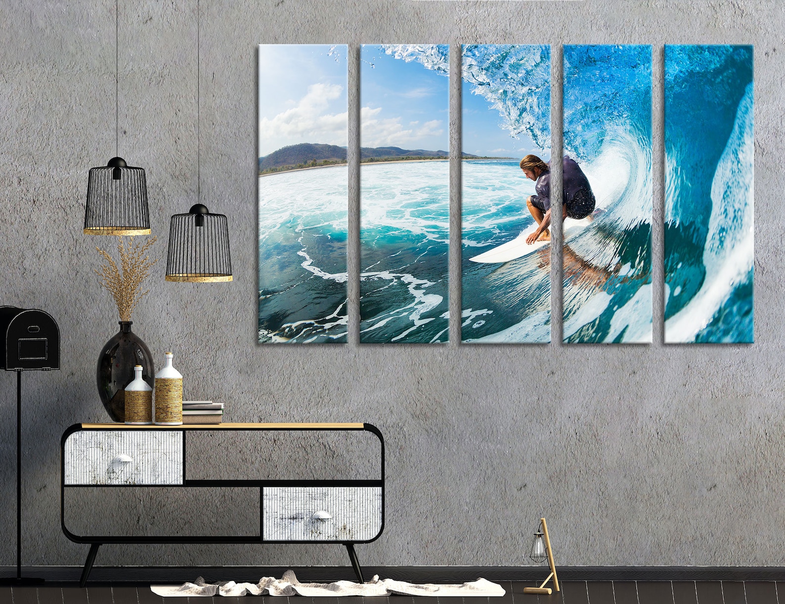 Surfer Canvas Wave Surfing Art Surfing Print Surfer Wall Art - Etsy