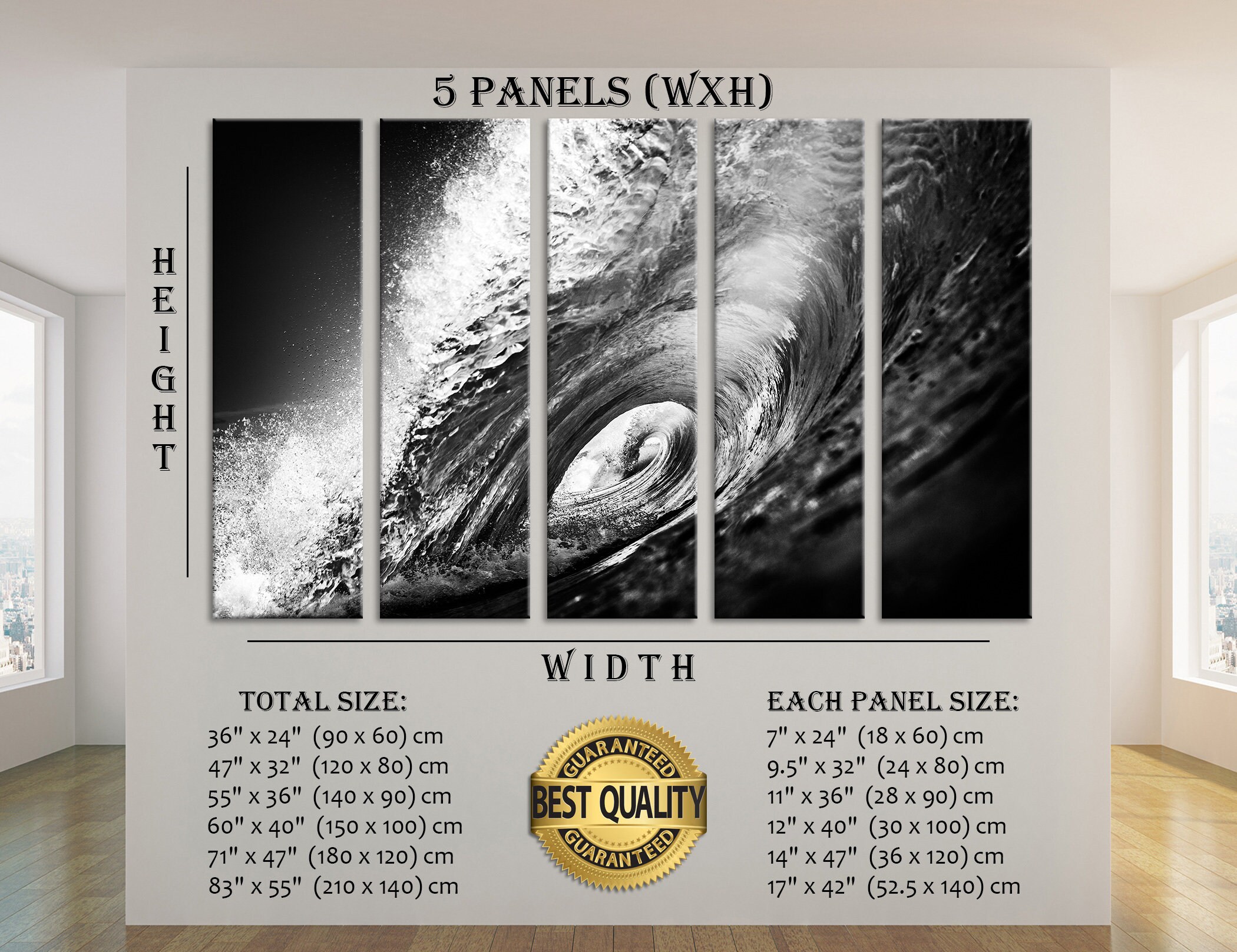 Wave Black and White Black and White Wall Art Waves Art Waves | Etsy