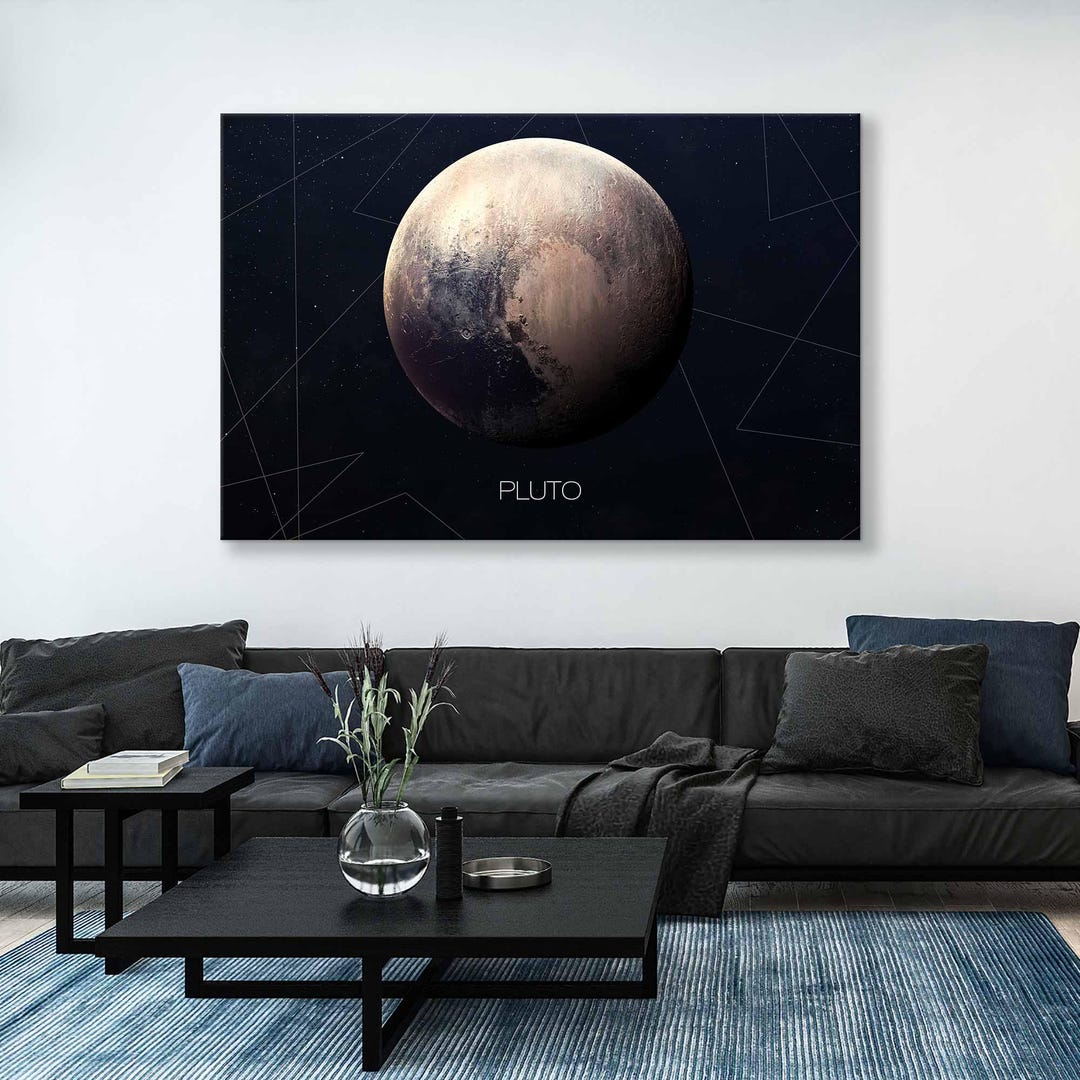 Pluto Planet Art Canvas Set - Modern Pluto Wall Decor - Space Art Gift ...