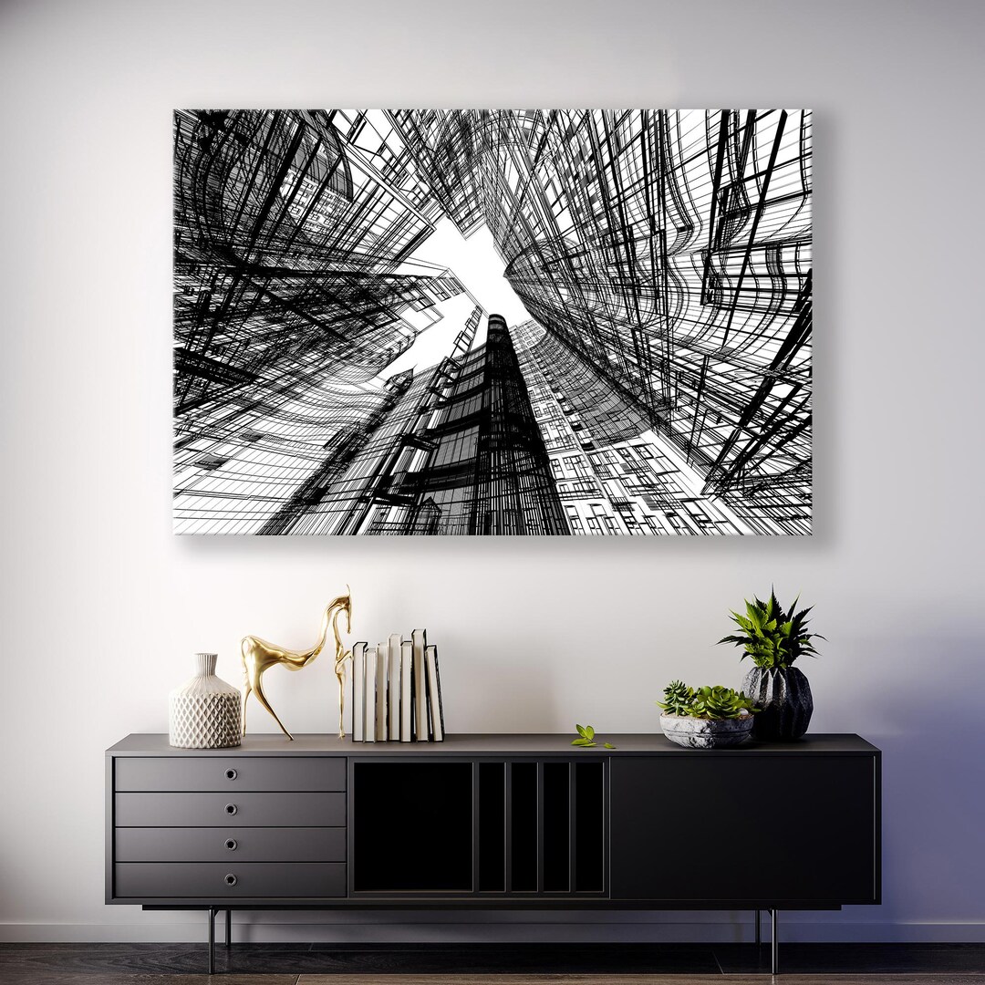 Modern Geometric Architectural Wall Art Canvas Print - Perfect Gift for ...