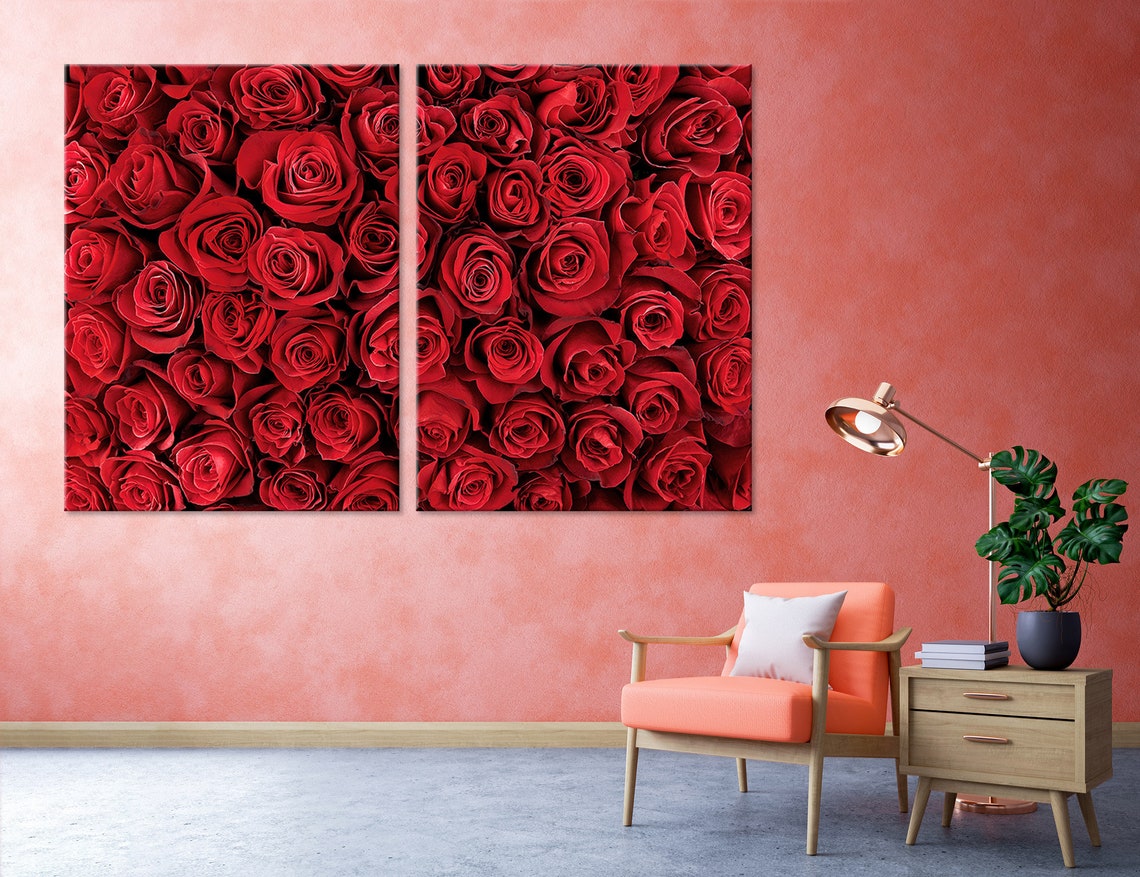 Red Roses Pattern Canvas Red Roses Canvas Red Roses Print Red | Etsy