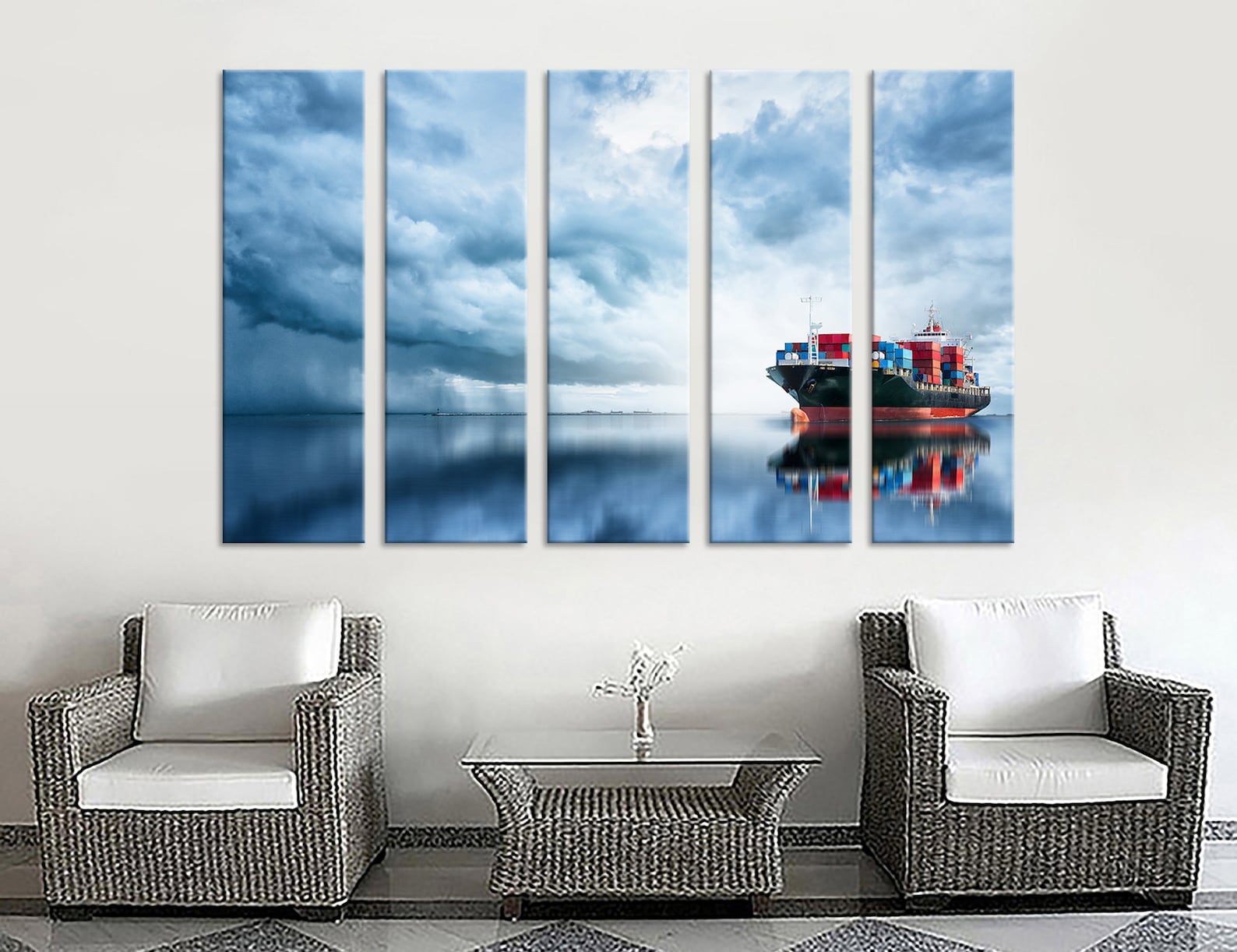 International Container Cargo Ship Canvas Print Nautical Vessel Wall ...