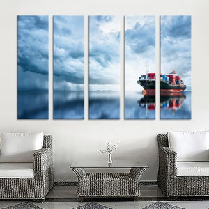 International Container Cargo Ship Canvas Print Nautical Vessel Wall ...