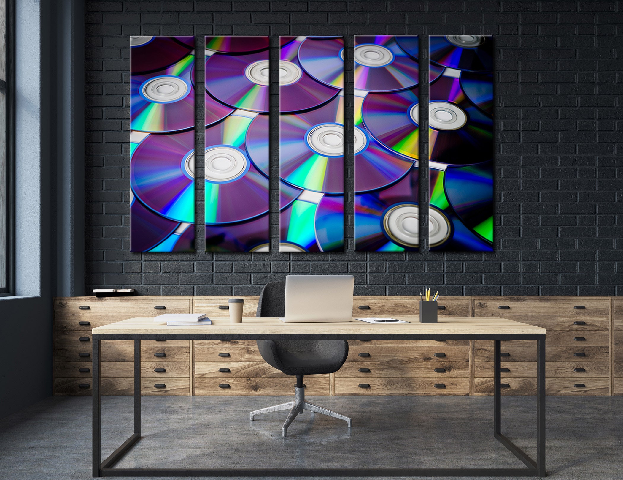 CD and DVD Discs Wall Art CD Large Canvas Print Retro Wall Art | Etsy