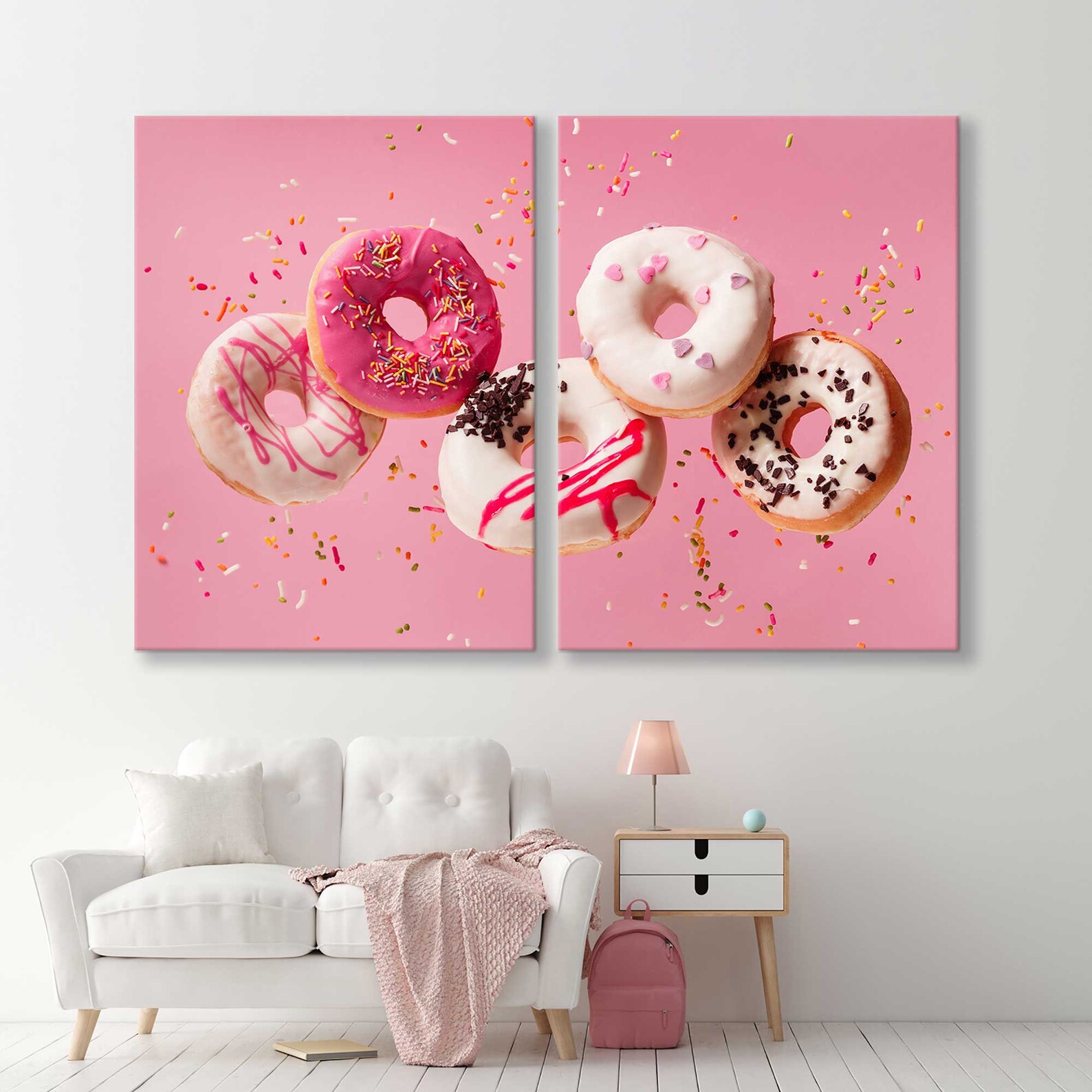 Deliciously Sweet Doughnuts Canvas Print - Vibrant Pink Treats Adorn ...