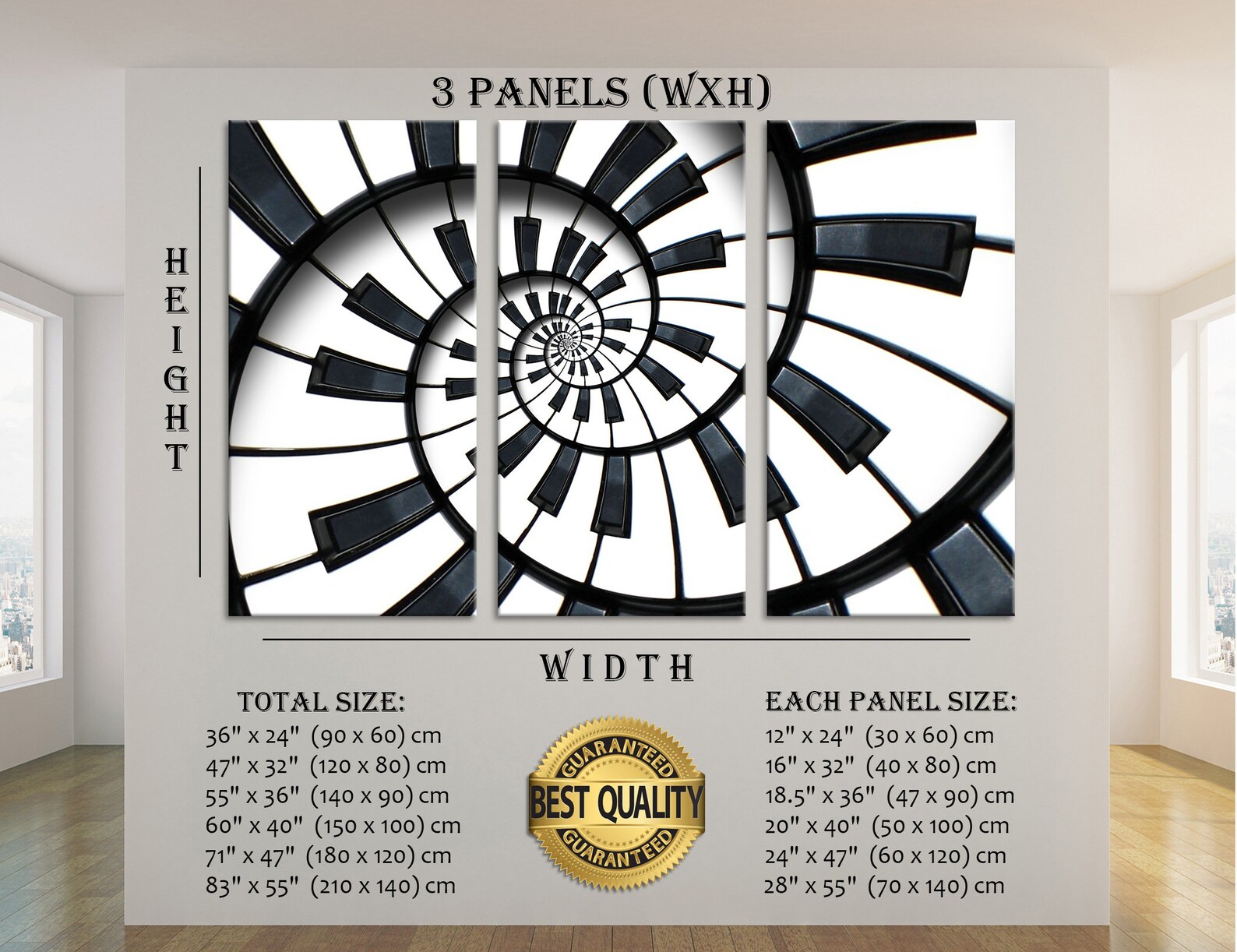 Abstract Piano Keyboard Art Contemporary Black & White Wall - Etsy