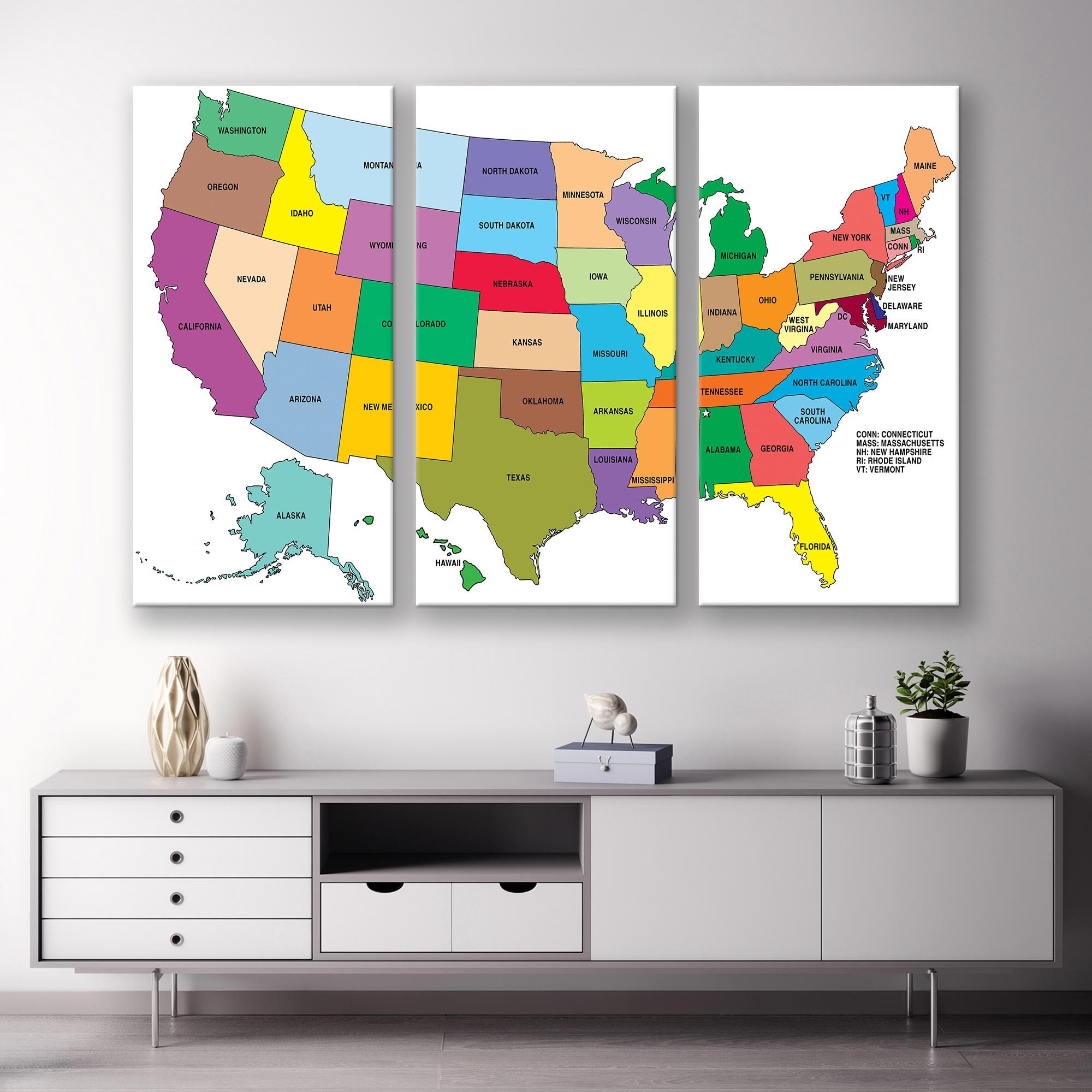 Interactive USA State Map Poster: A Simplified Tool to Easily Memorize ...