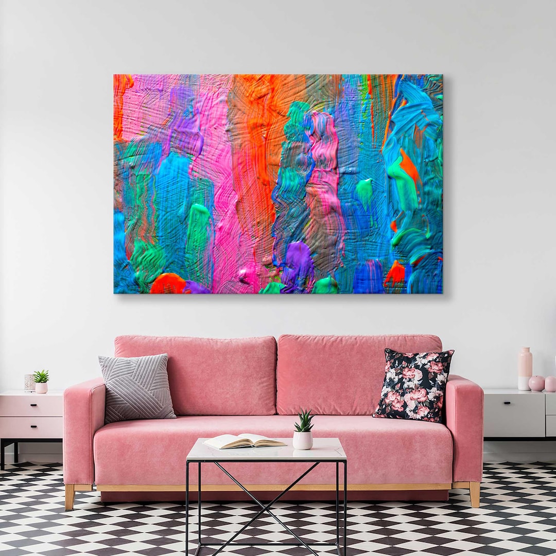 Colorful Paint Wall Art - Modern Abstract Wall Decor - Vibrant Art Gift ...
