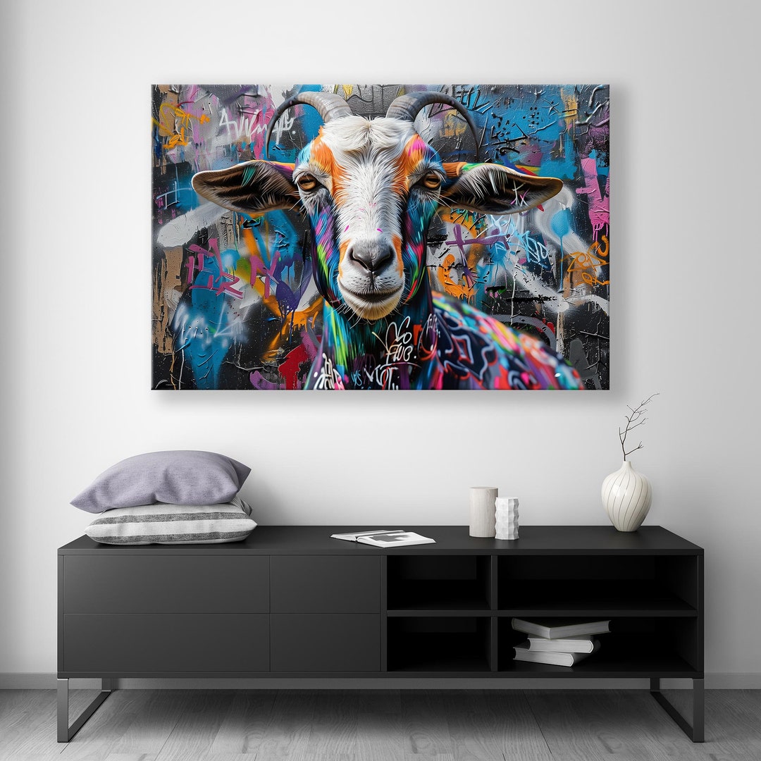 60 X 40 150x100cm, Colorful Graffiti Goat Canvas Print - Etsy