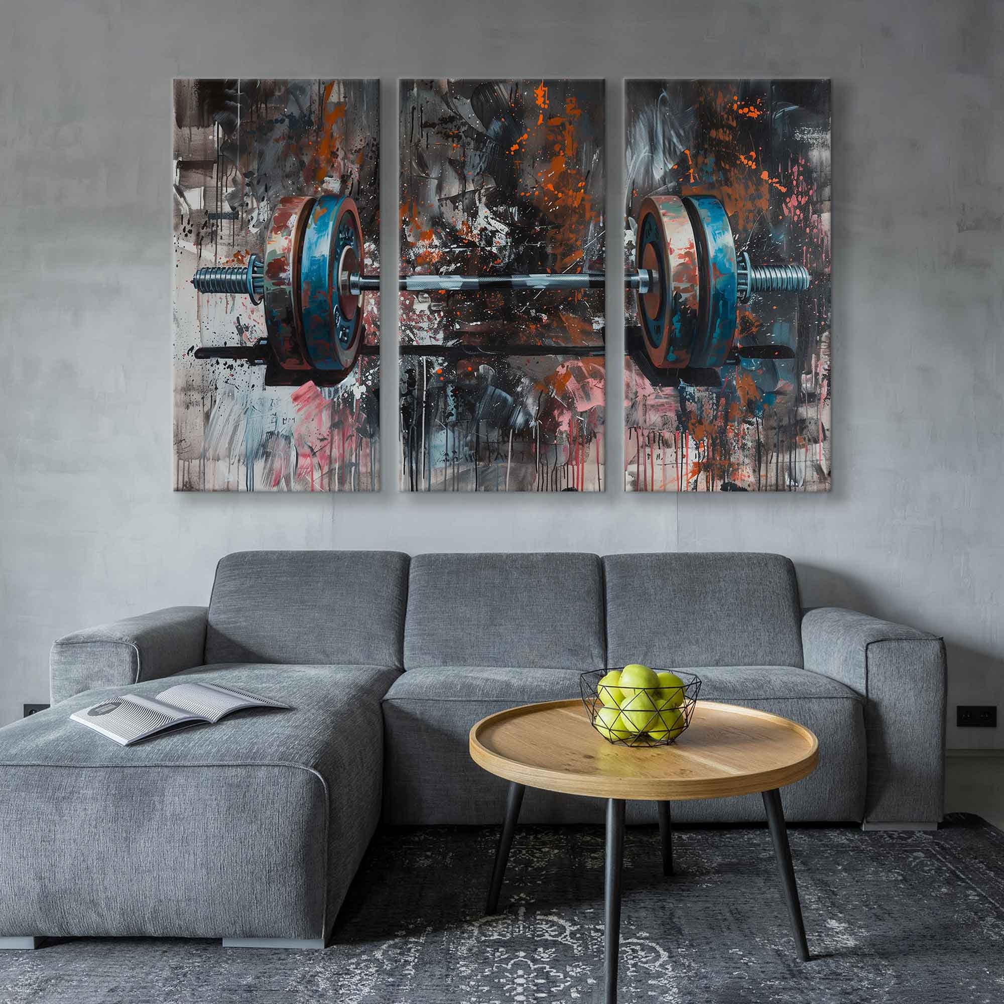 Energetic Abstract Barbell Painting Canvas Print - Inspiring Workout ...