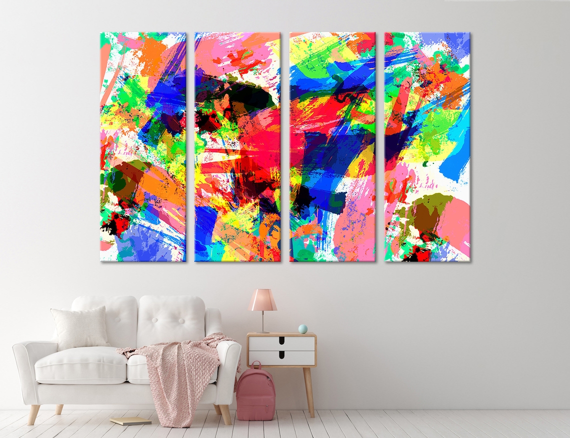 Bright Colors Abstract Wall Art Rainbow Colors Canvas Print - Etsy