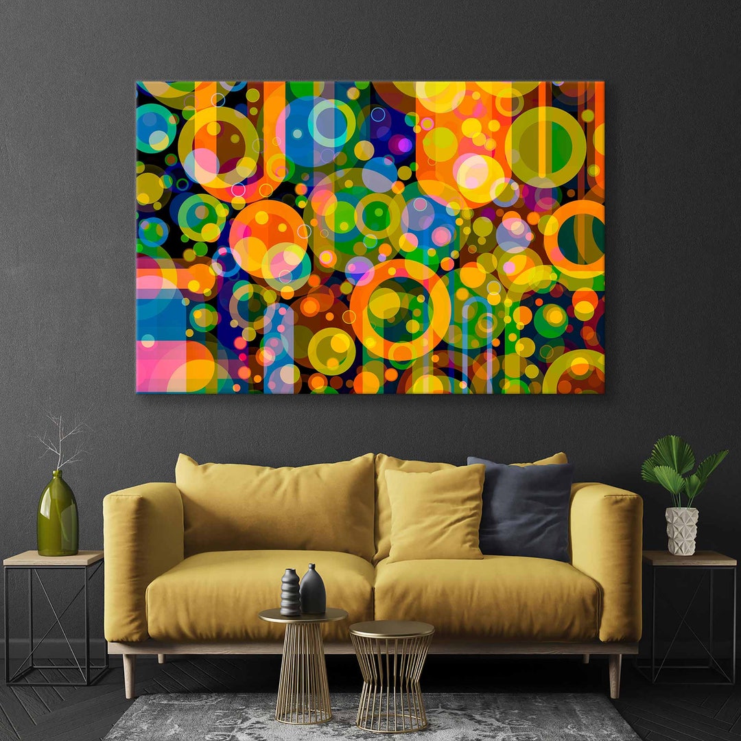Multicolor Circles Canvas Print - Vibrant and Contemporary Wall Art - Etsy
