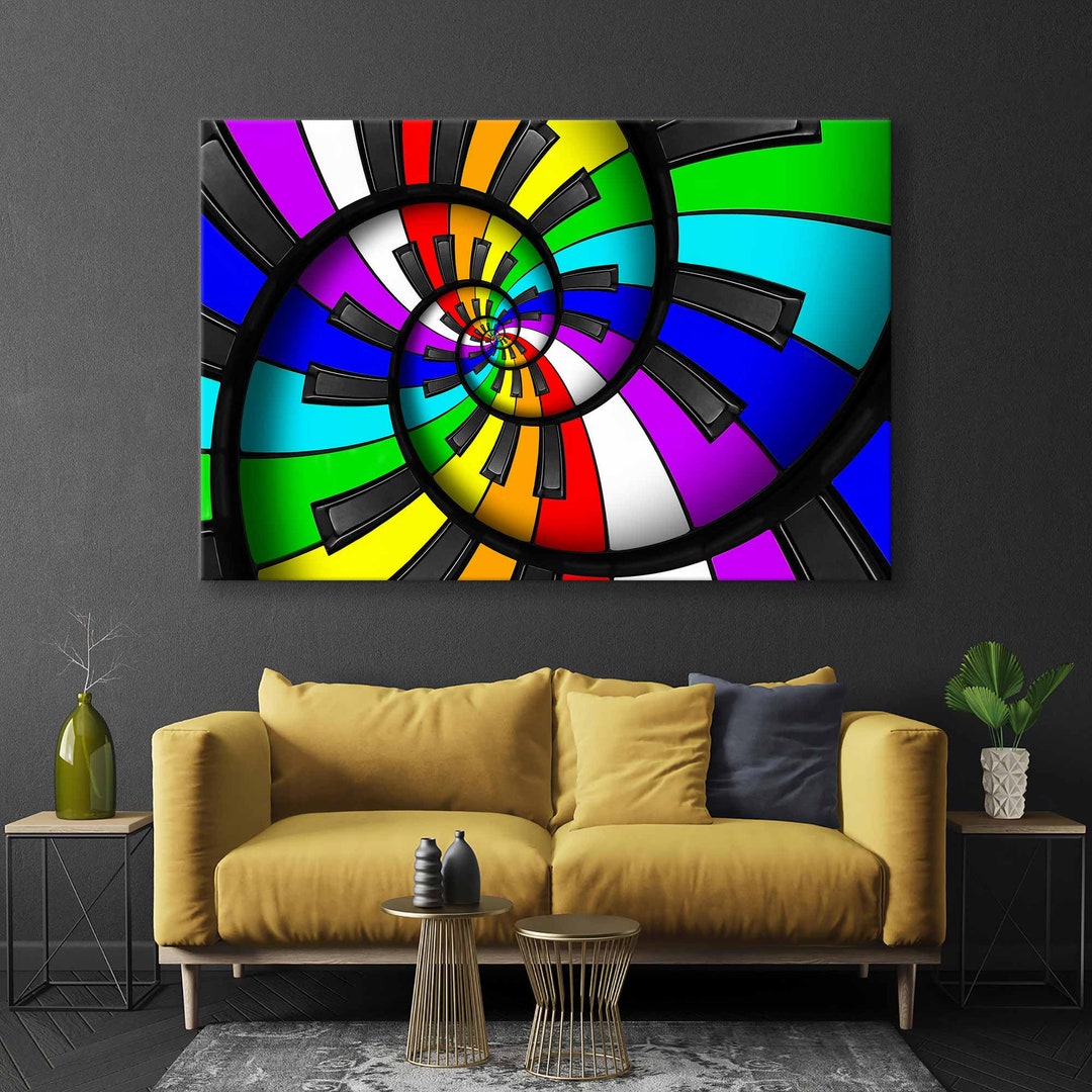 Harmony in Motion - Abstract Canvas Print With Spiral Twisted Multi ...
