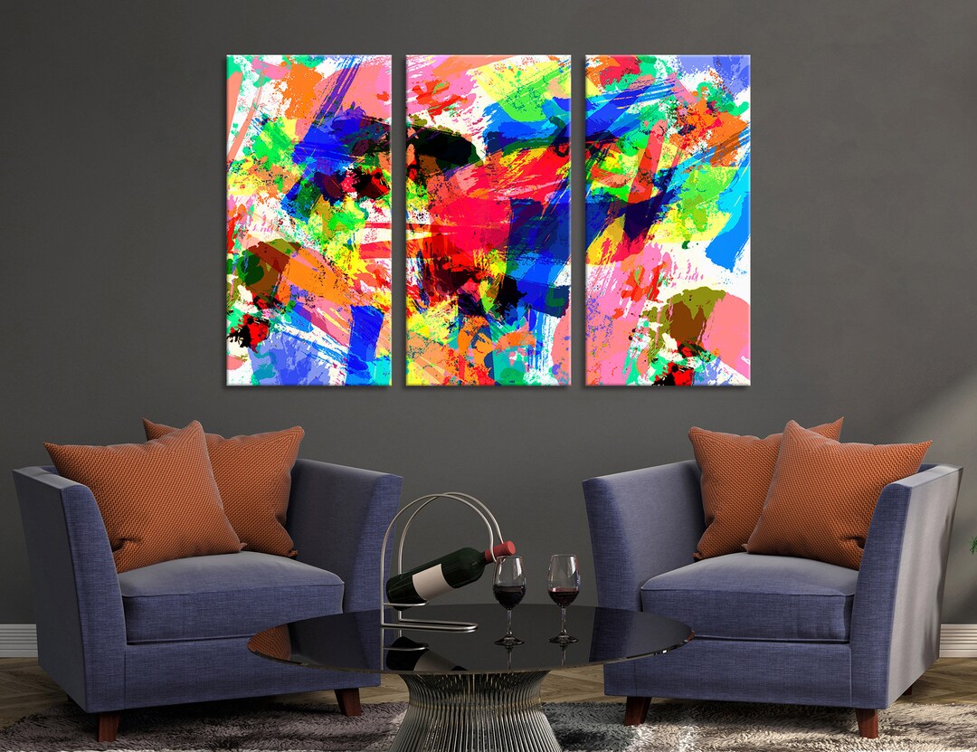 Bright Colors Abstract Wall Art Rainbow Colors Canvas Print Wall Art ...