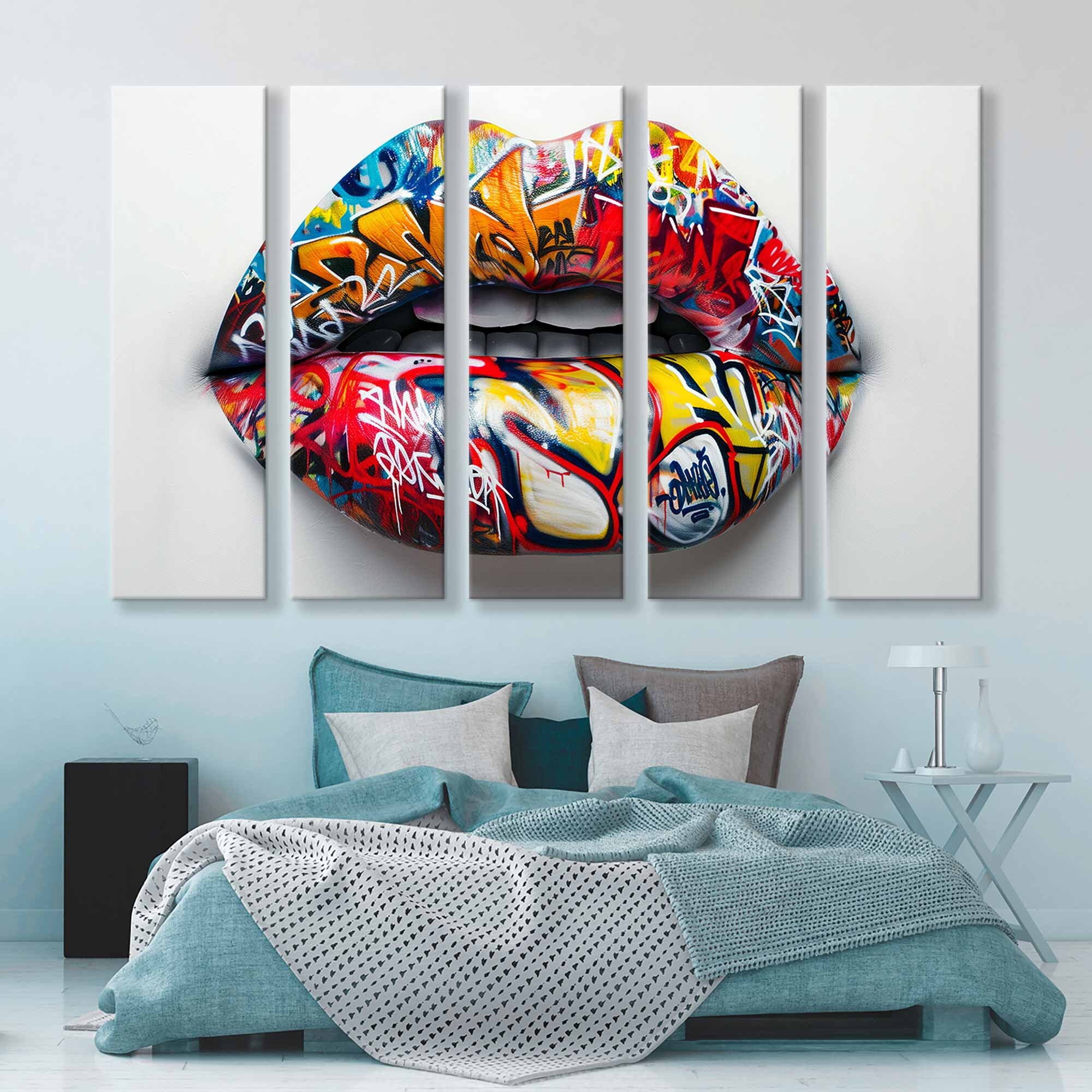 Graffity Lips, Urban Fusion Canvas Print: A Striking Confluence of Home ...