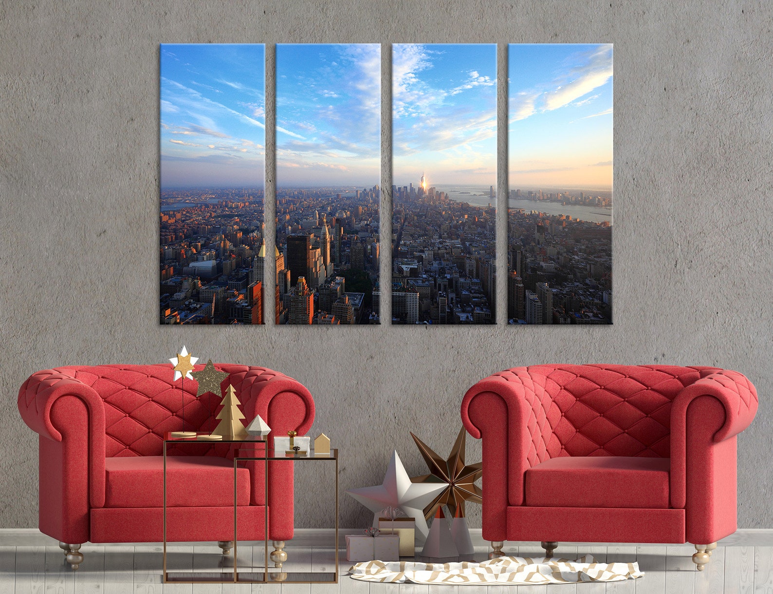 NYC Manhattan at Sunset Manhattan Canvas New York Canvas NYC - Etsy