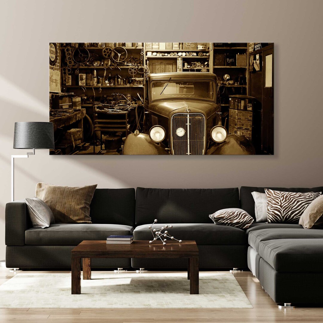 Vintage Car Garage Photo Print - A Nostalgic Addition to Your Workshop ...