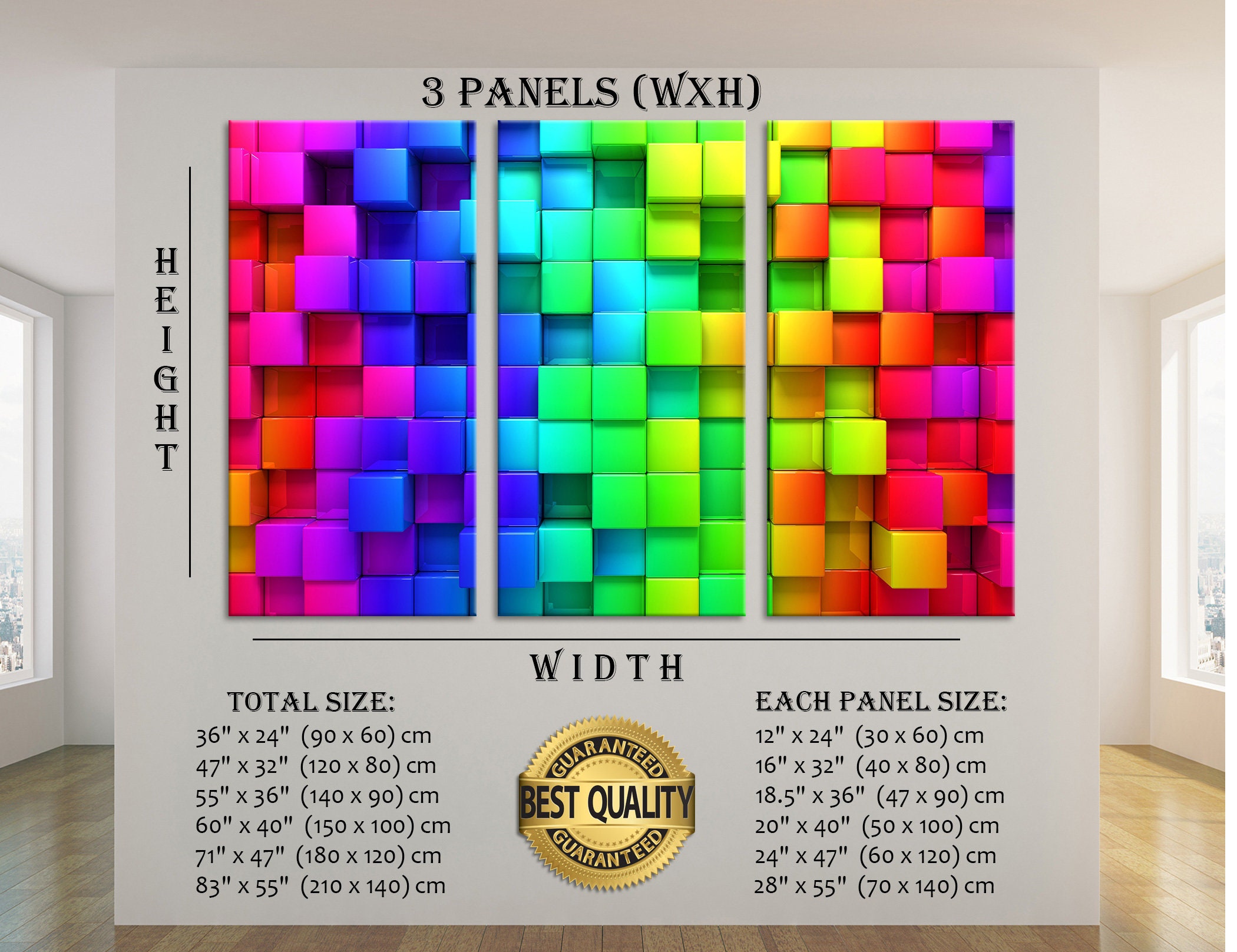 Multicolor Bright Wall Decor 3D Effect Wall Decor 3D Wall Art | Etsy