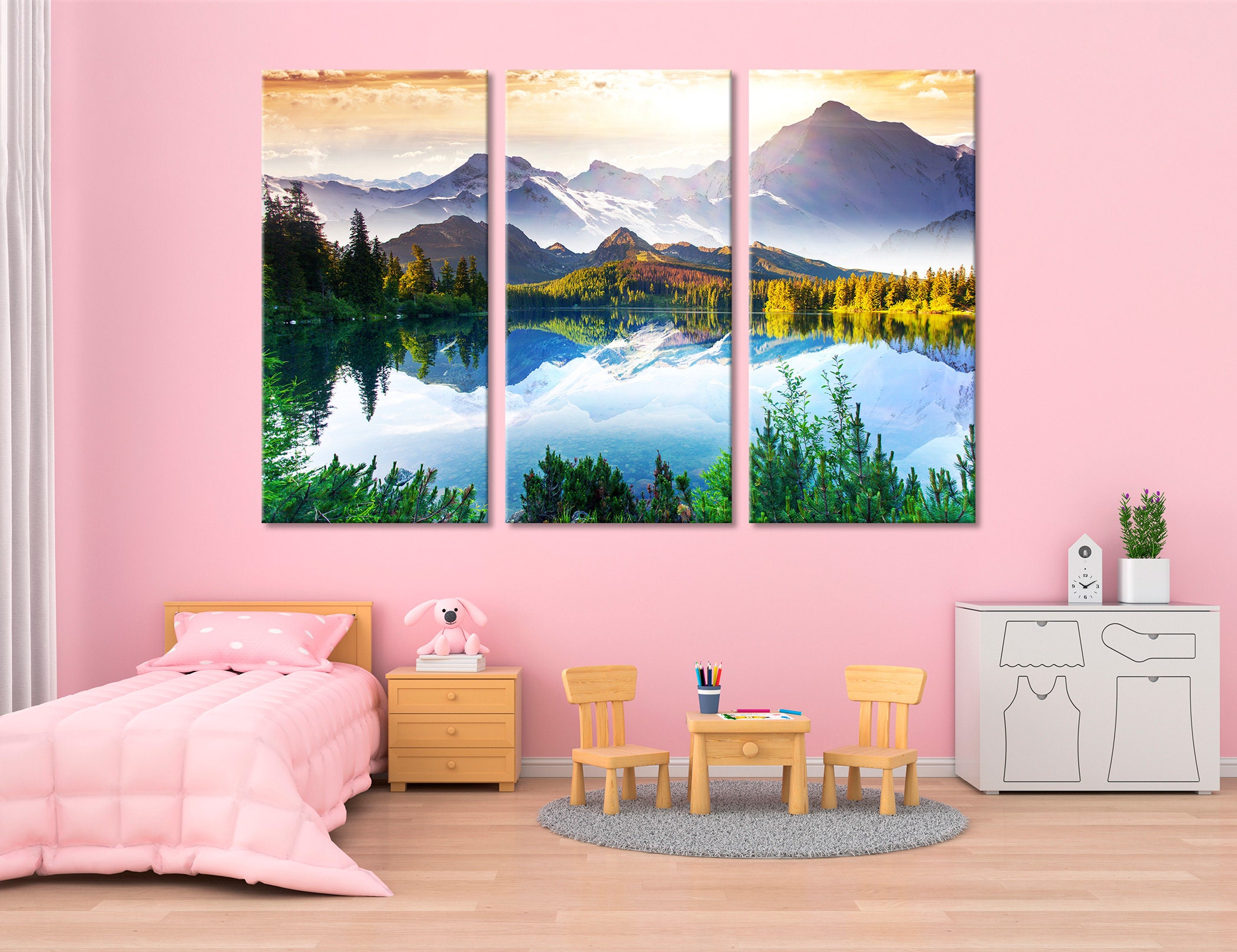 Fantastic Art Sunny Day Wall Art Mountain Lake Wall Decor - Etsy