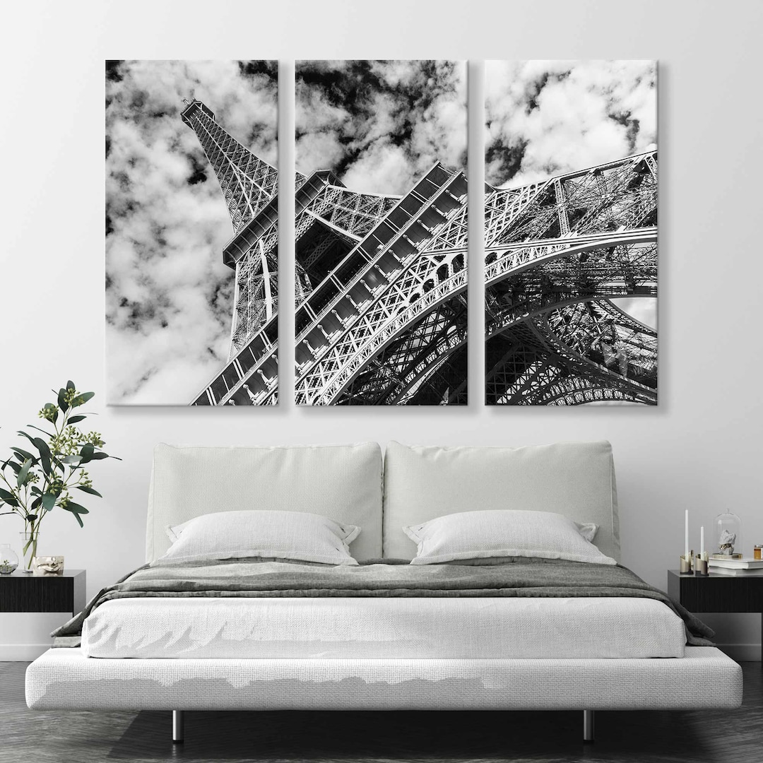 Eiffel Tower Large Monochromatic Canvas Print - Paris Wall Art - City ...
