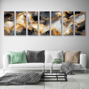 Epic Marbling Abstract Canvas Print - Large Panoramic Wall Art for ...